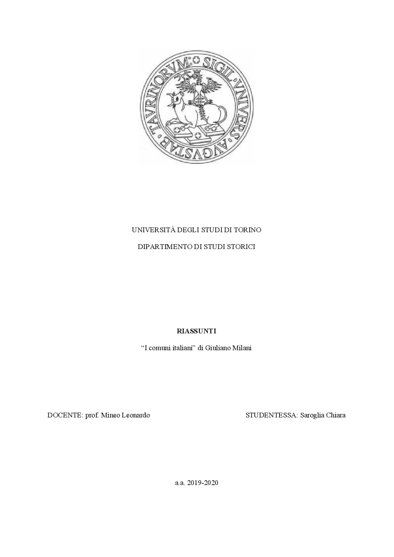 Riassunto I Comuni Italiani Di Giuliano Milani Docsity