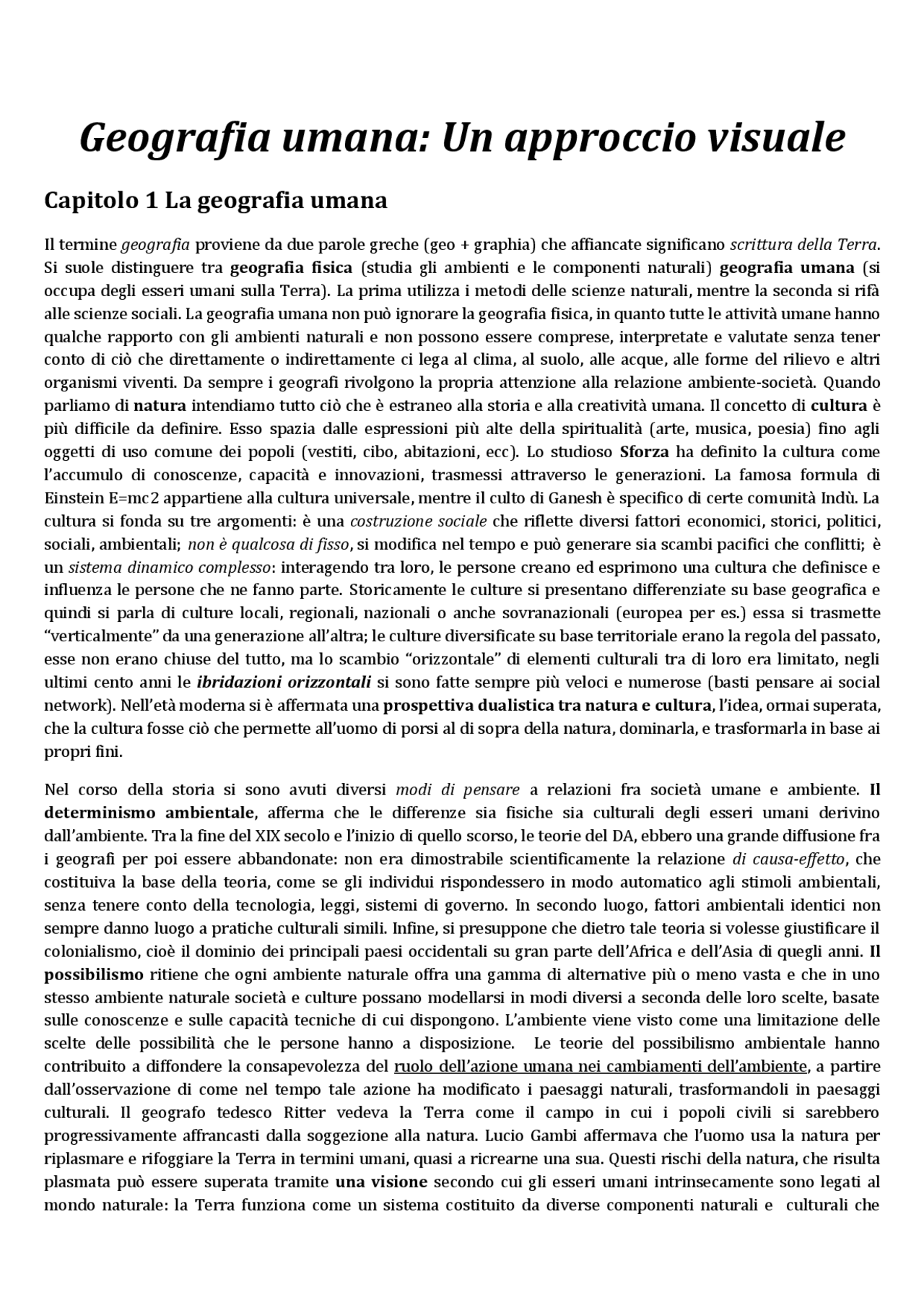 Geografia Umana Un Approccio Visuale Docsity