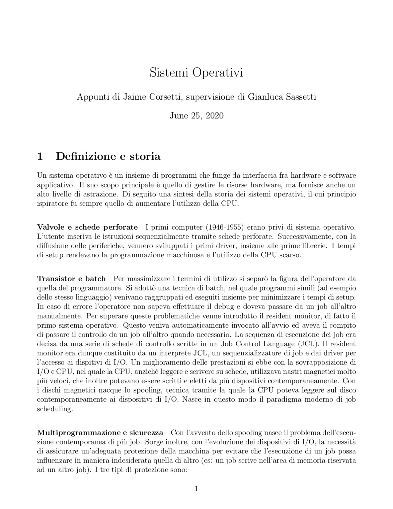 Introduzione Ai Sistemi Operativi Docsity
