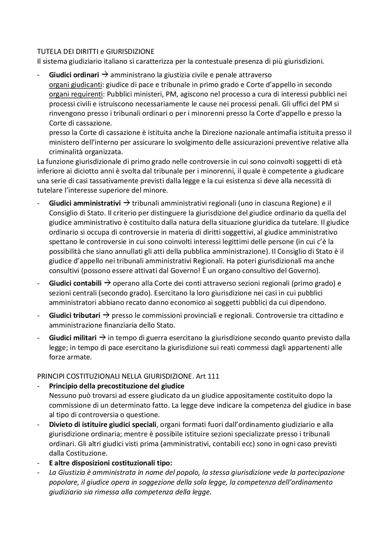 Giudici e corte costituzionale - Docsity