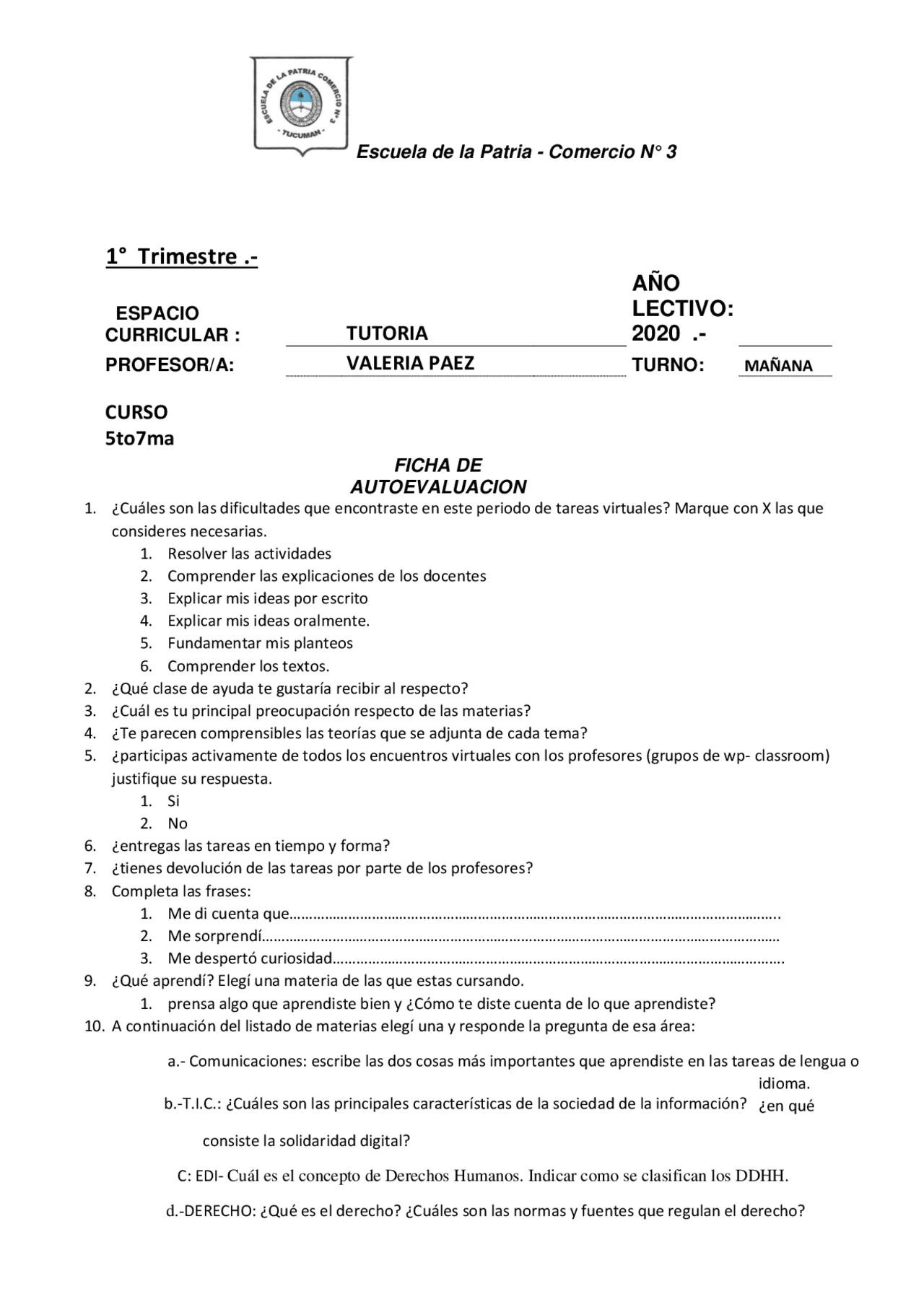 Autoevaluacion Examen Docsity