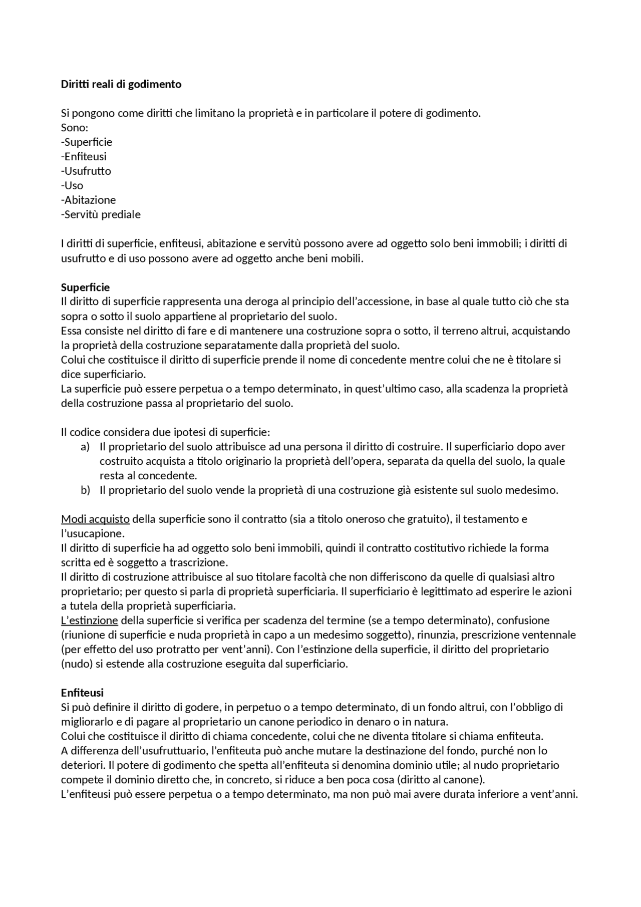 Diritti Reali Di Godimento Docsity