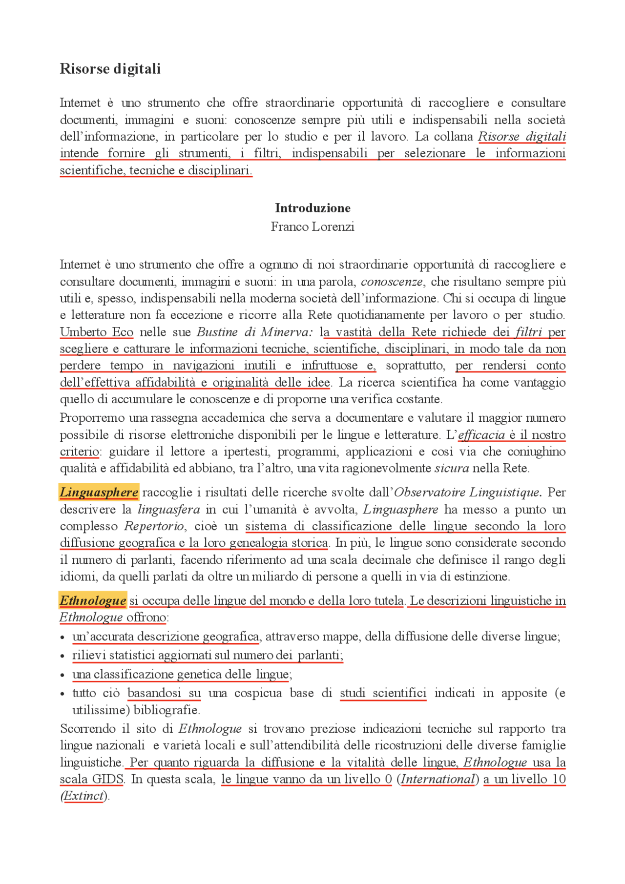 Lingue E Letterature Straniere Moderne Docsity