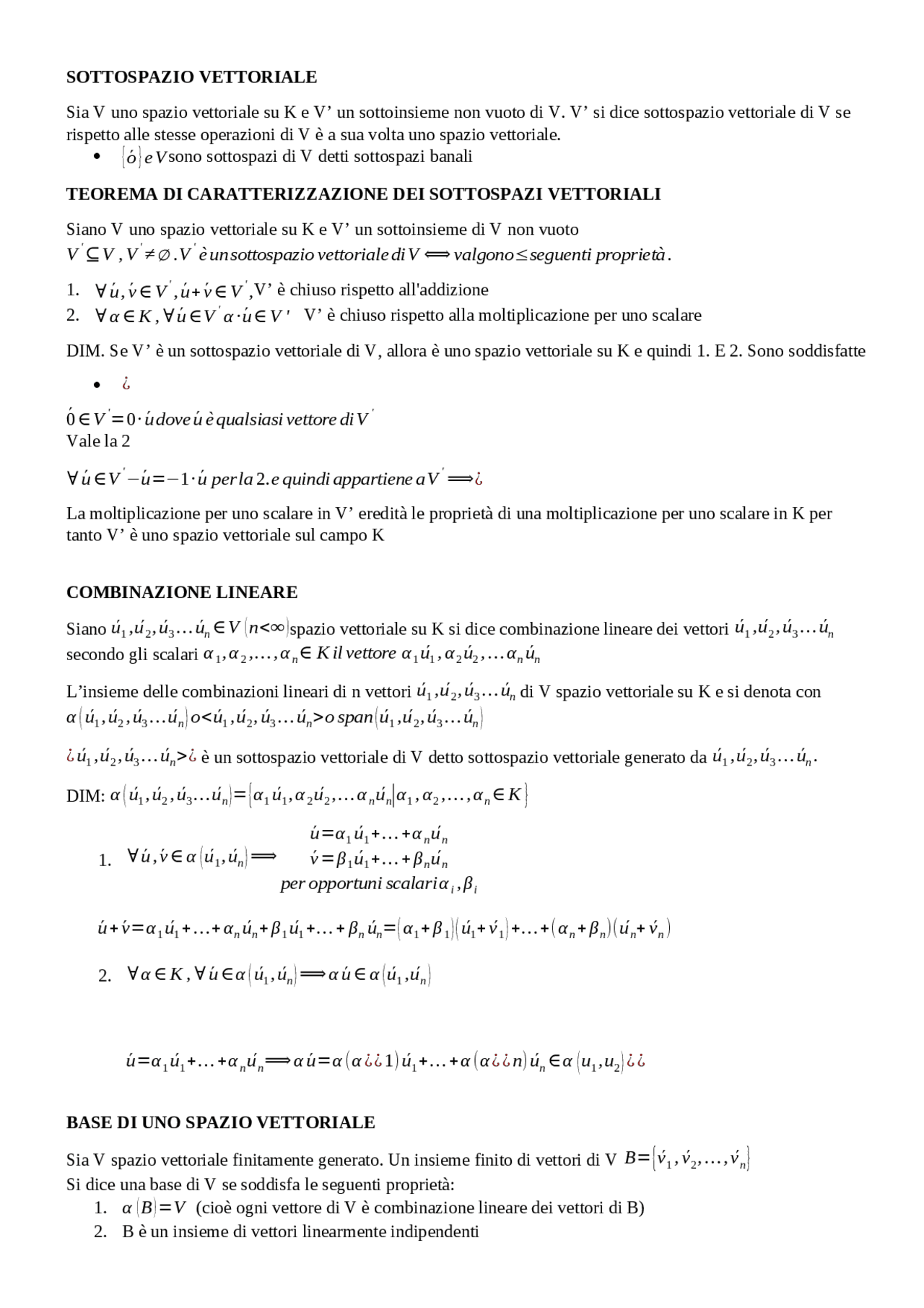 Teoremi Di Geometria E Algebra Formulari Di Algebra Lineare E
