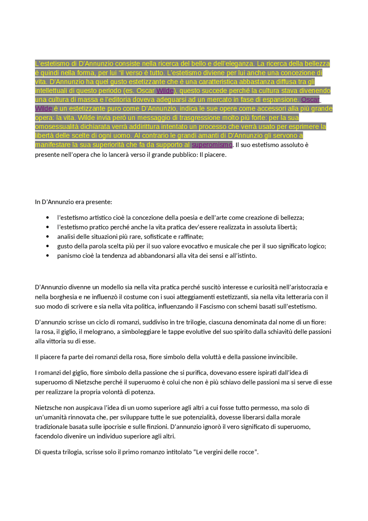 Riassunto Su Gabriele Dannunzio Docsity