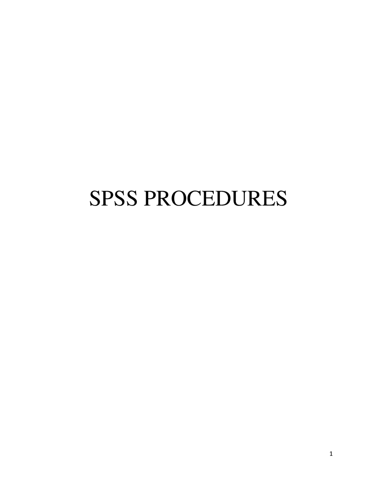 SPSS Procedure for Software - Docsity