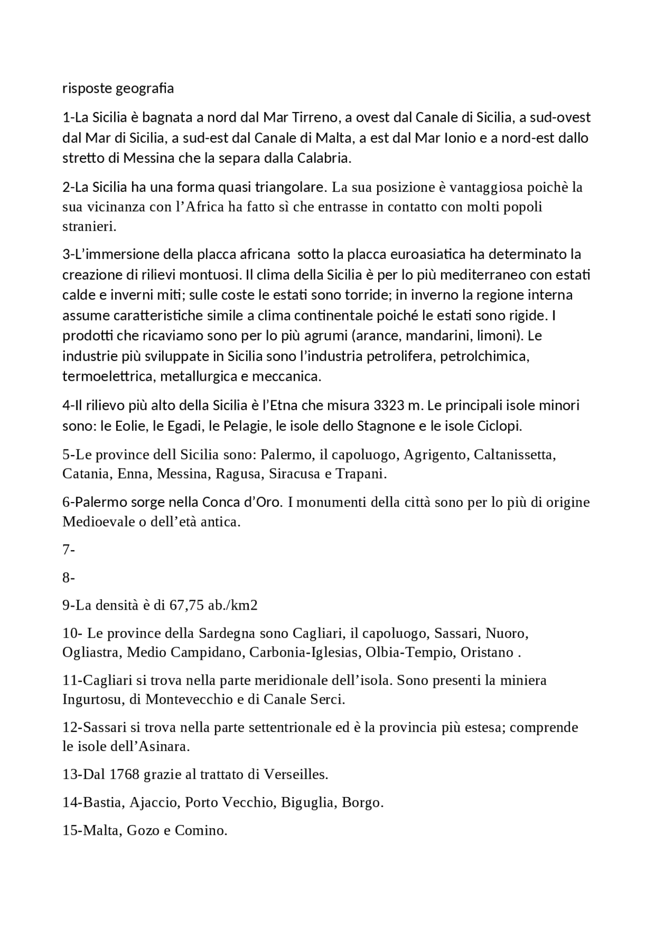 Risposte domande geografia - Docsity