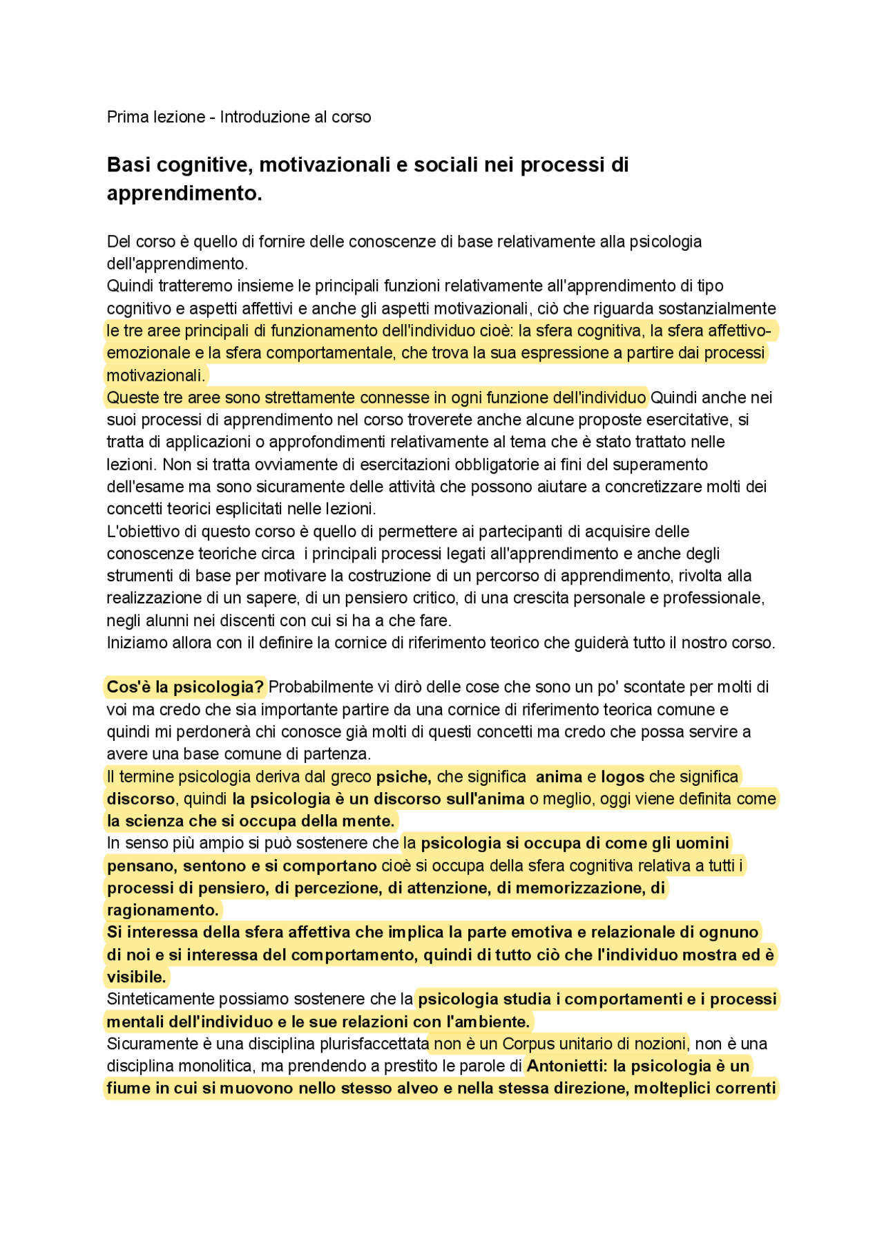 Psicologia Generale Ecampus Docsity