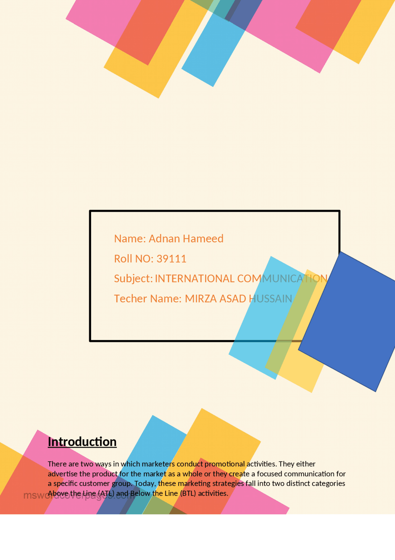 Above the Line (ATL) advertising - Docsity