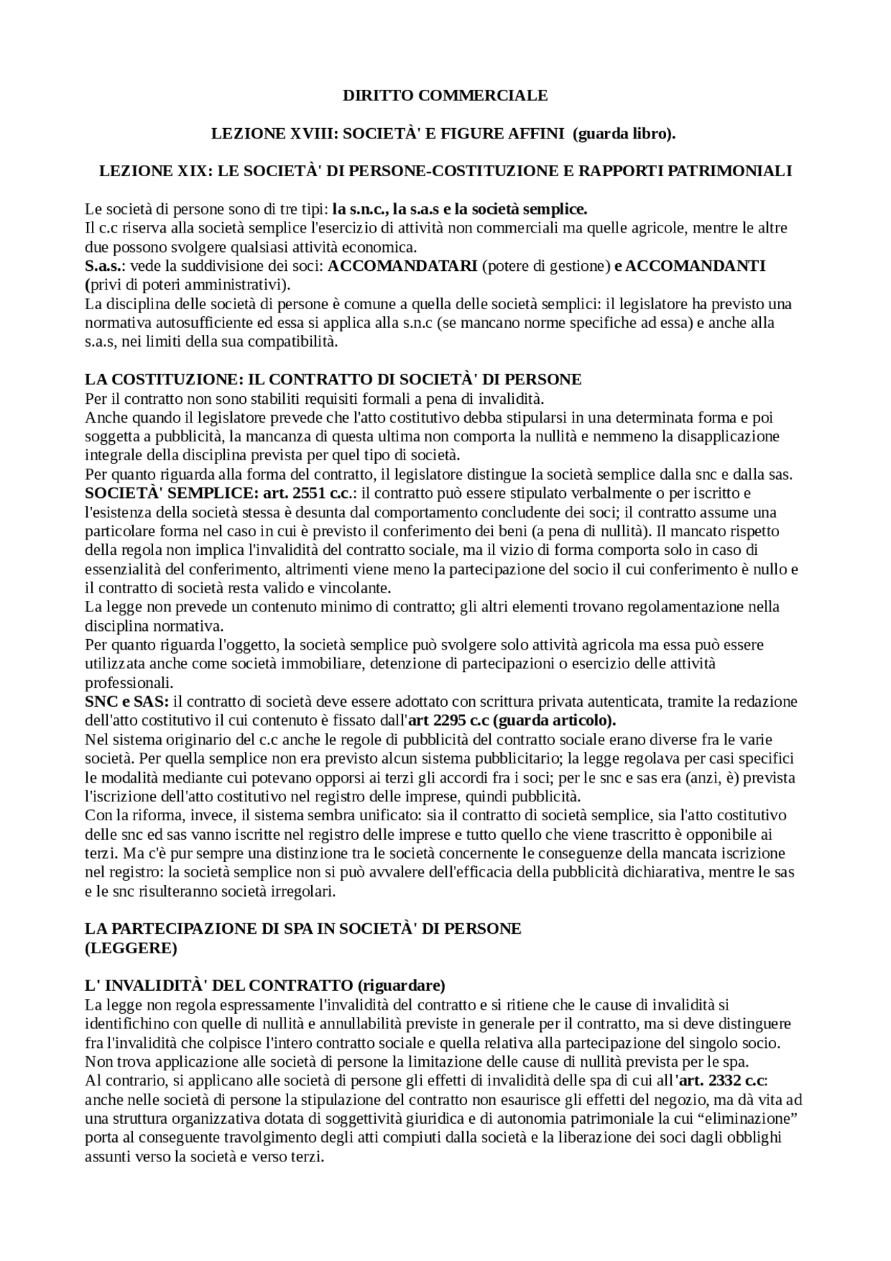 Diritto Commerciale Docsity