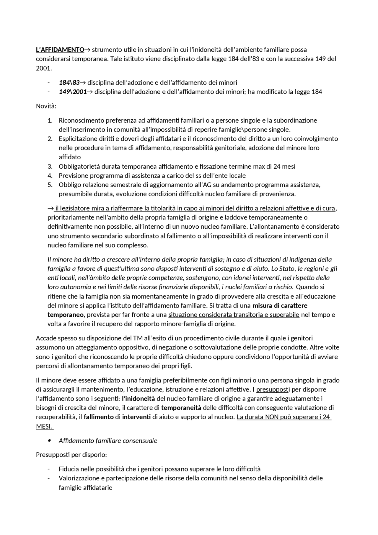 Laffidamento Familiare Docsity