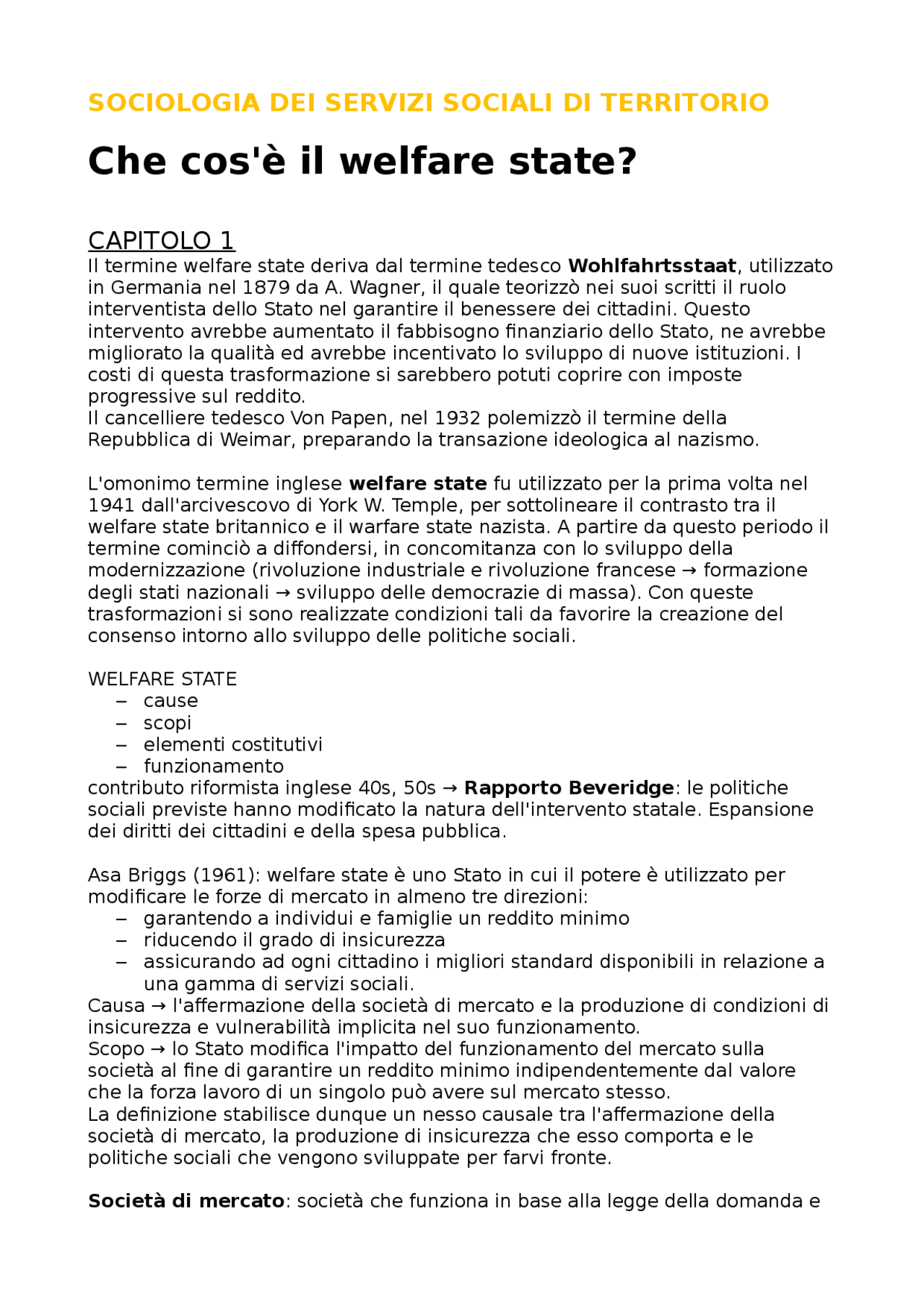 Cos'è il welfare state - Kazepov - Docsity