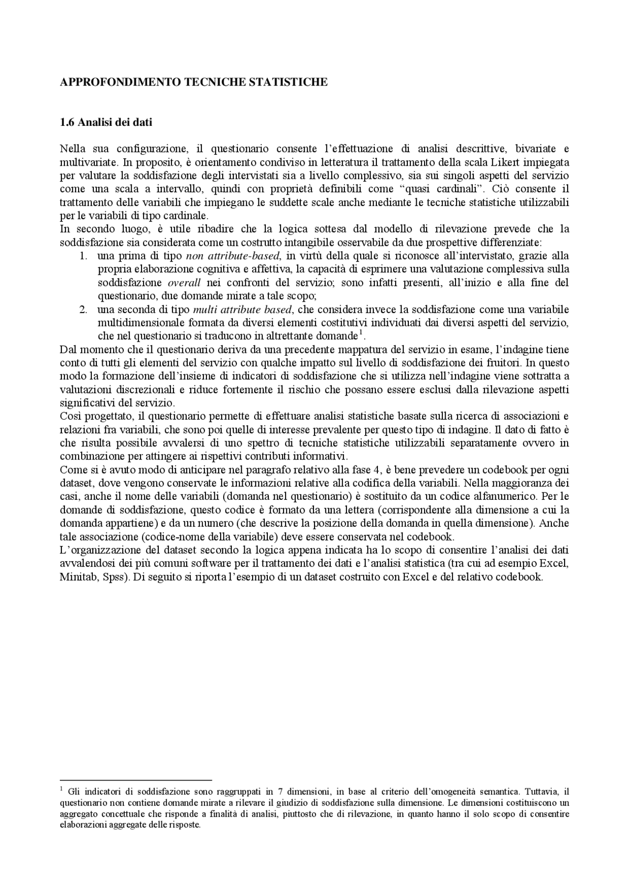 Approfondimento Tecniche Statistiche Docsity