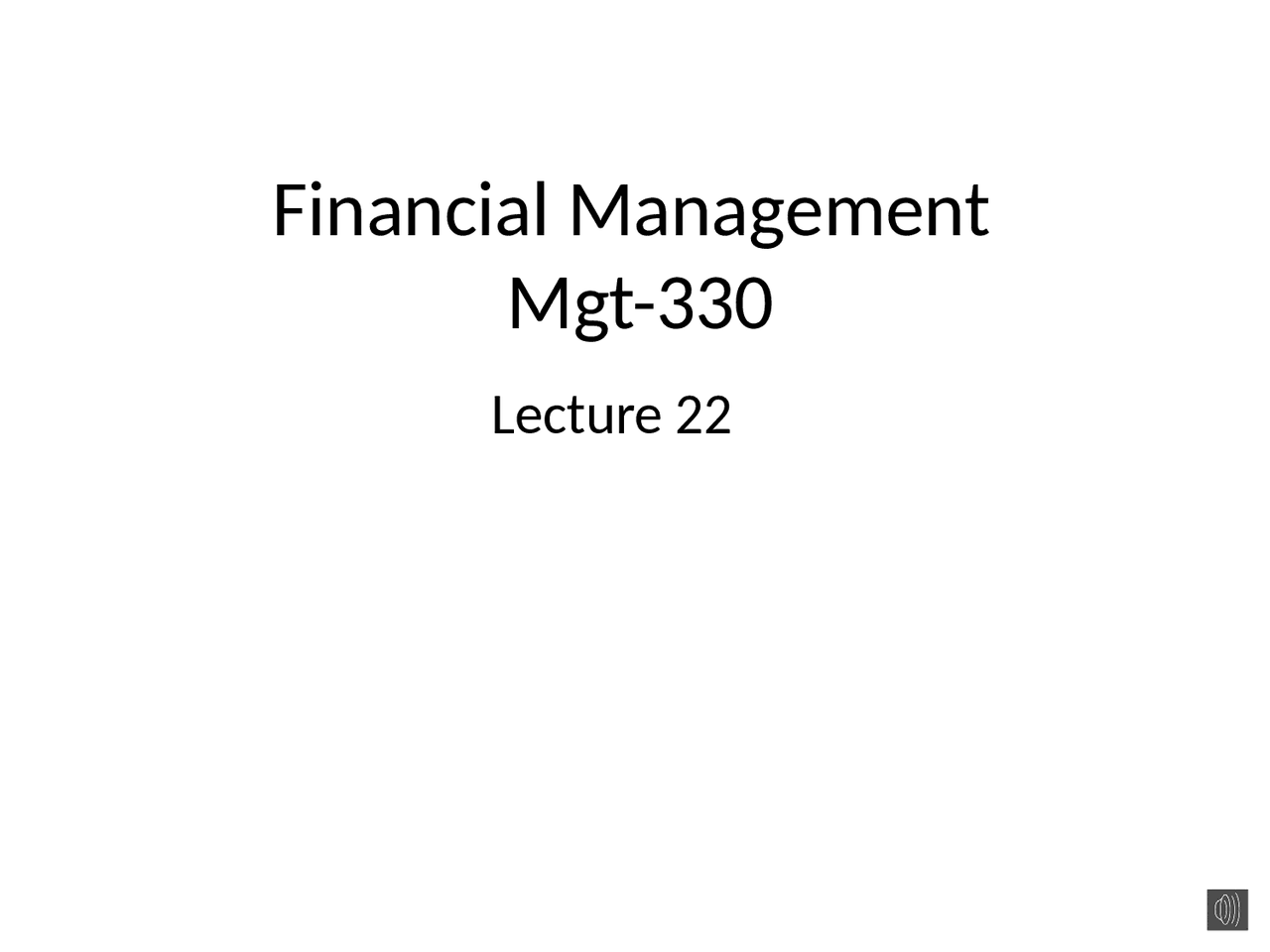 Lecture Financial Management Docsity