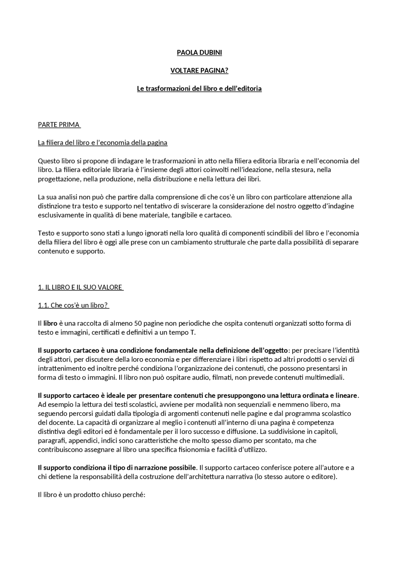 Paola Dubini Voltare Pagina Docsity