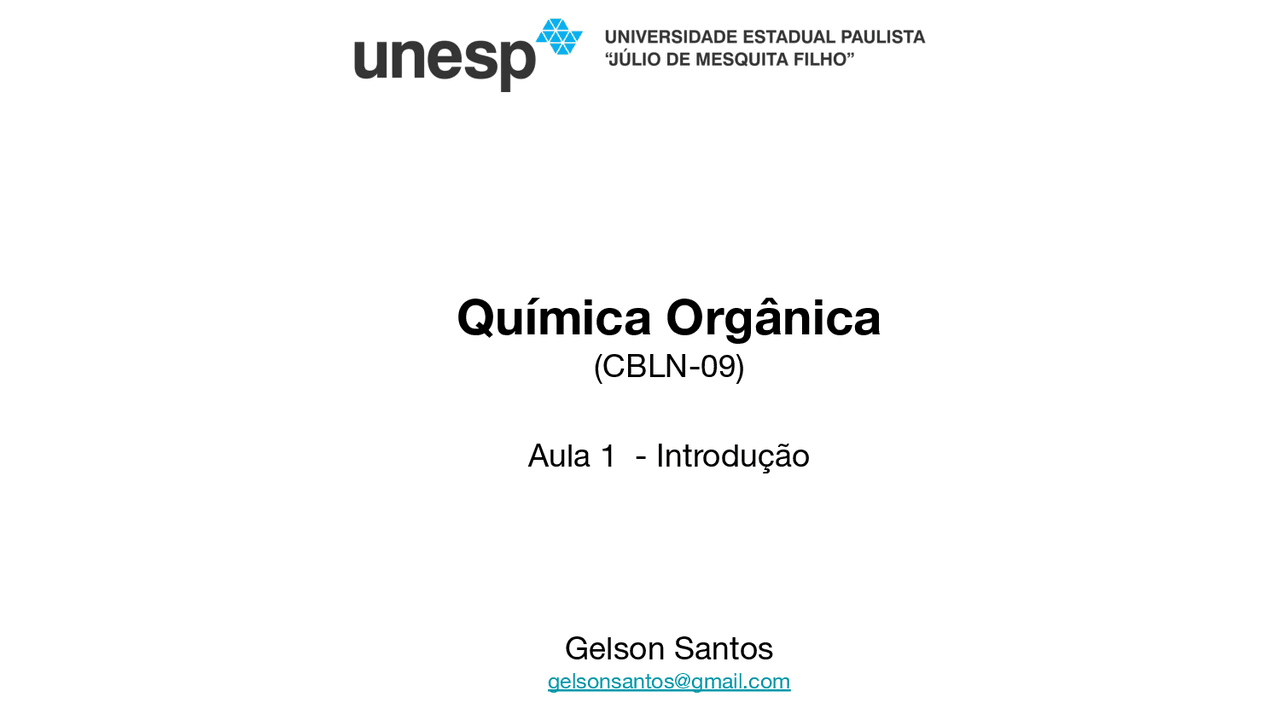 Aula 1 Química Orgânica Docsity