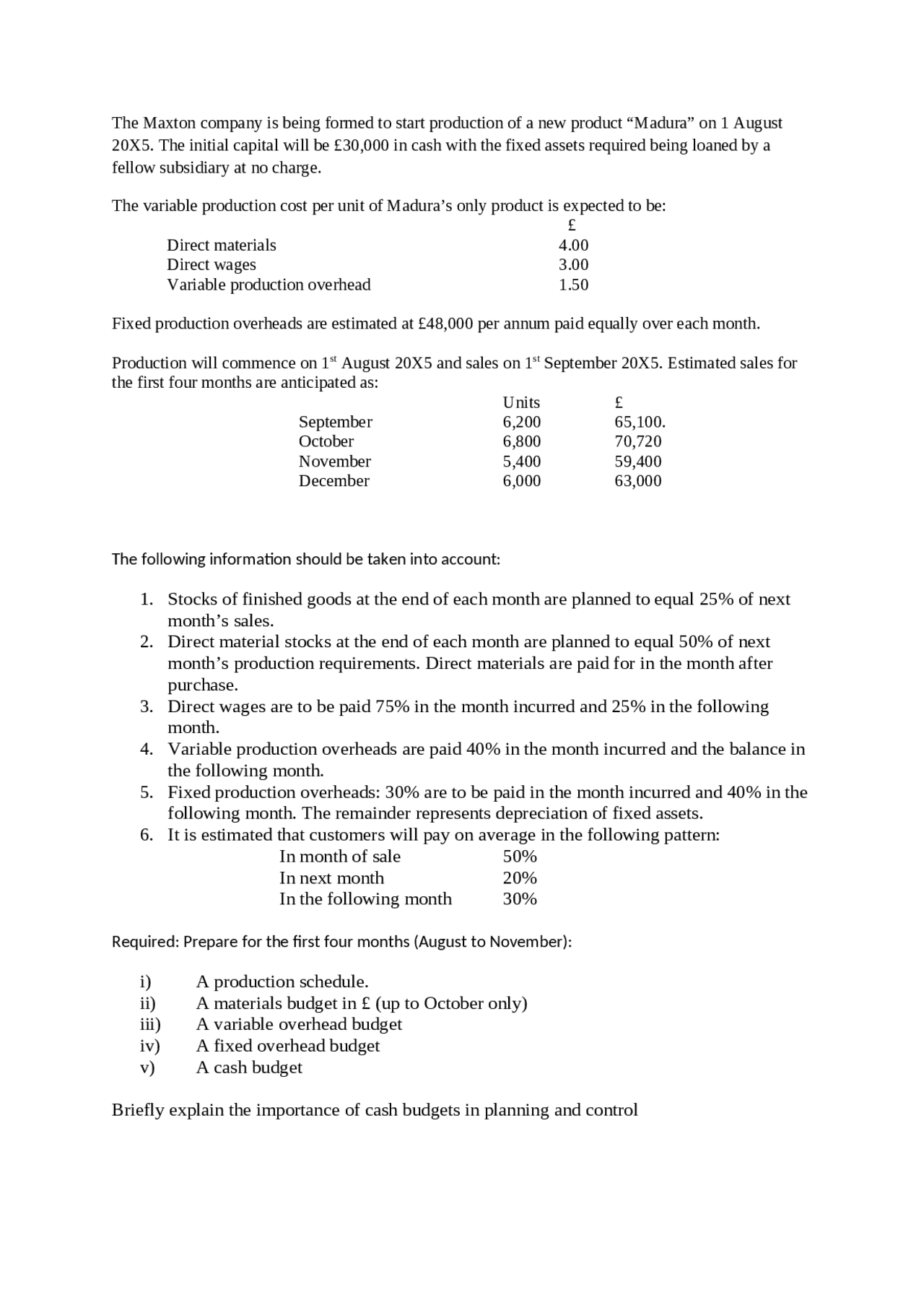 Management Budgeting Docsity