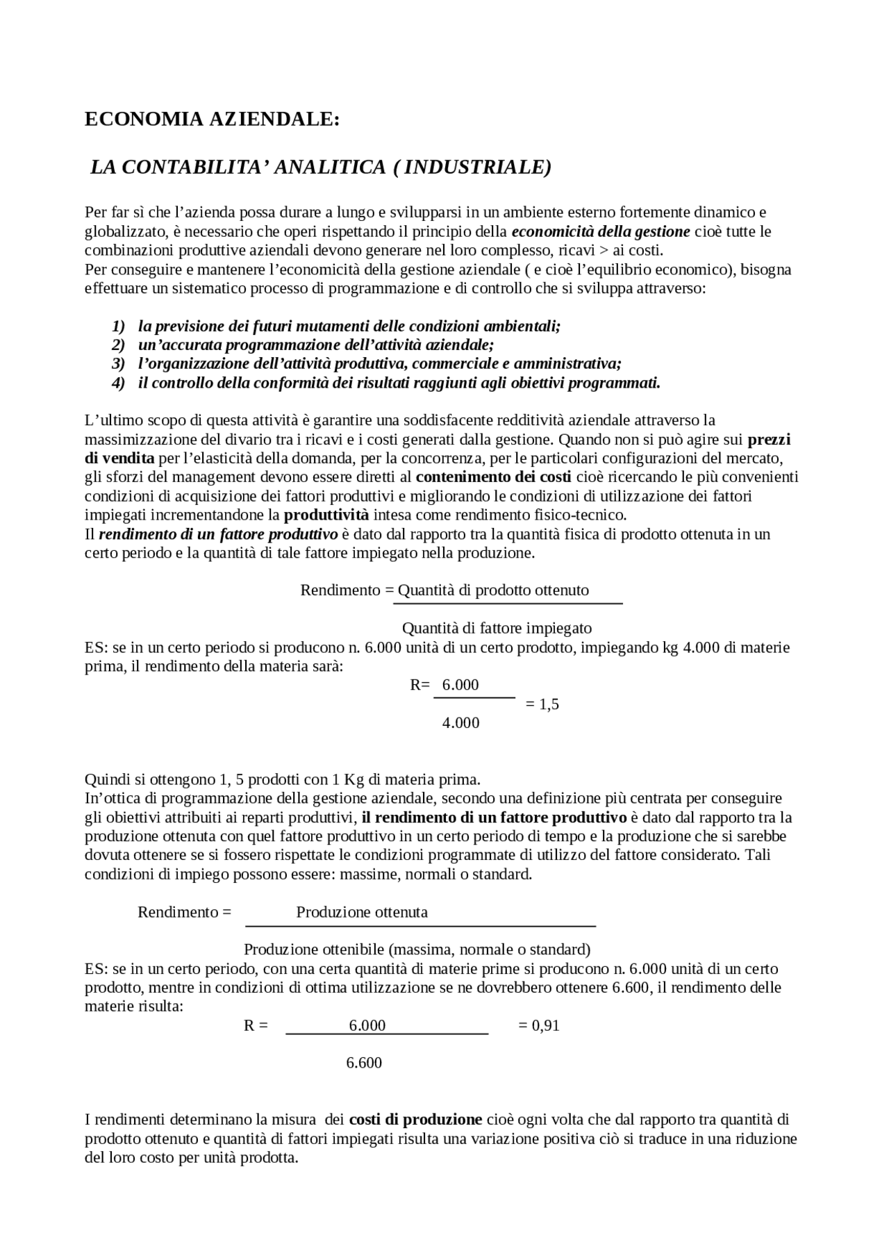 Contabilita Analitica Docsity