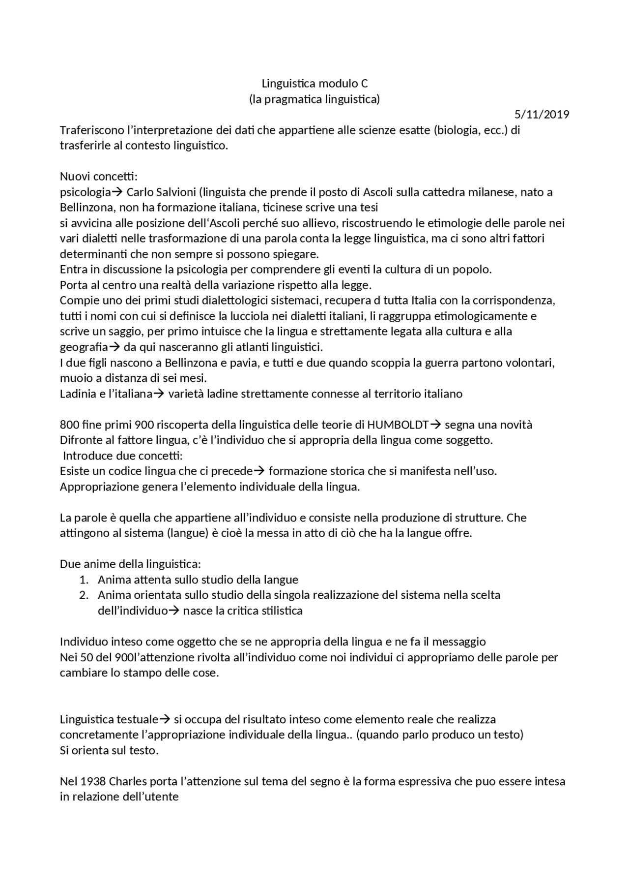Modulo C Linguistica Italiana Docsity