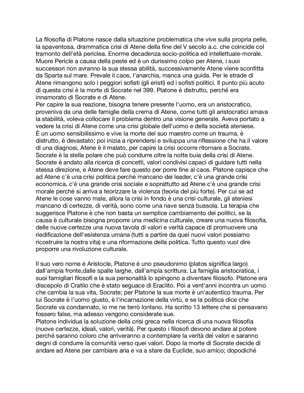 Capitolo 7 - Platone - Docsity