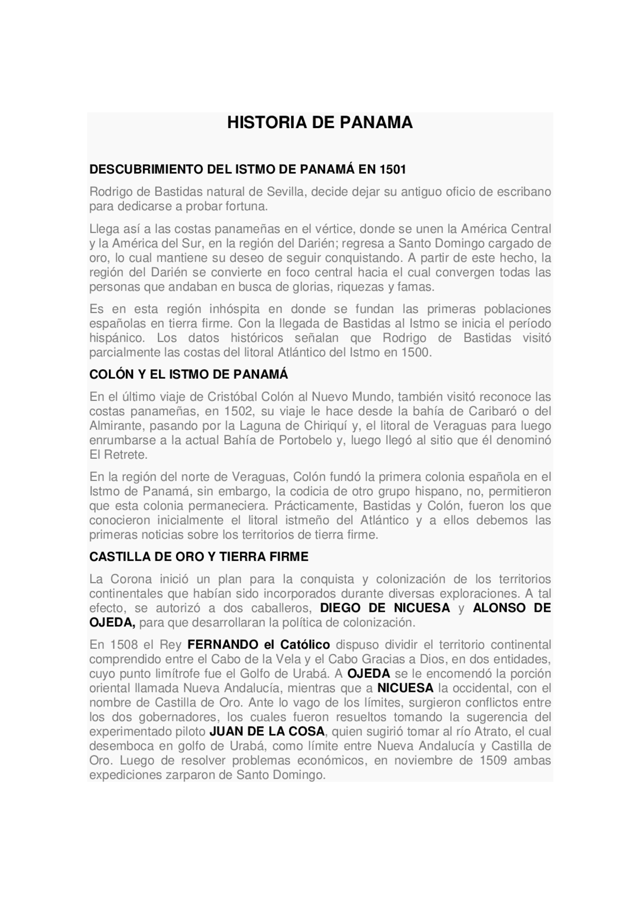 HISTORIA-DE-PANAMA pdf | Notes de Histoire | Docsity
