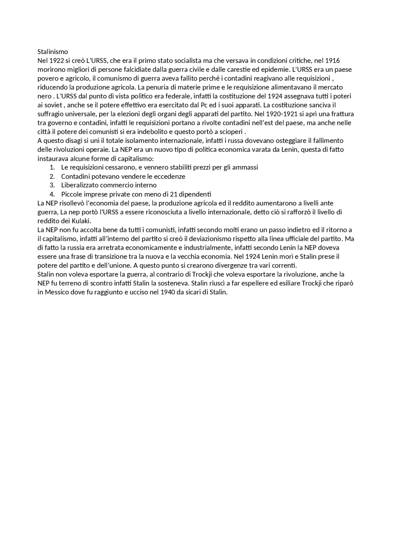 Lepoca Dello Stalinismo Docsity