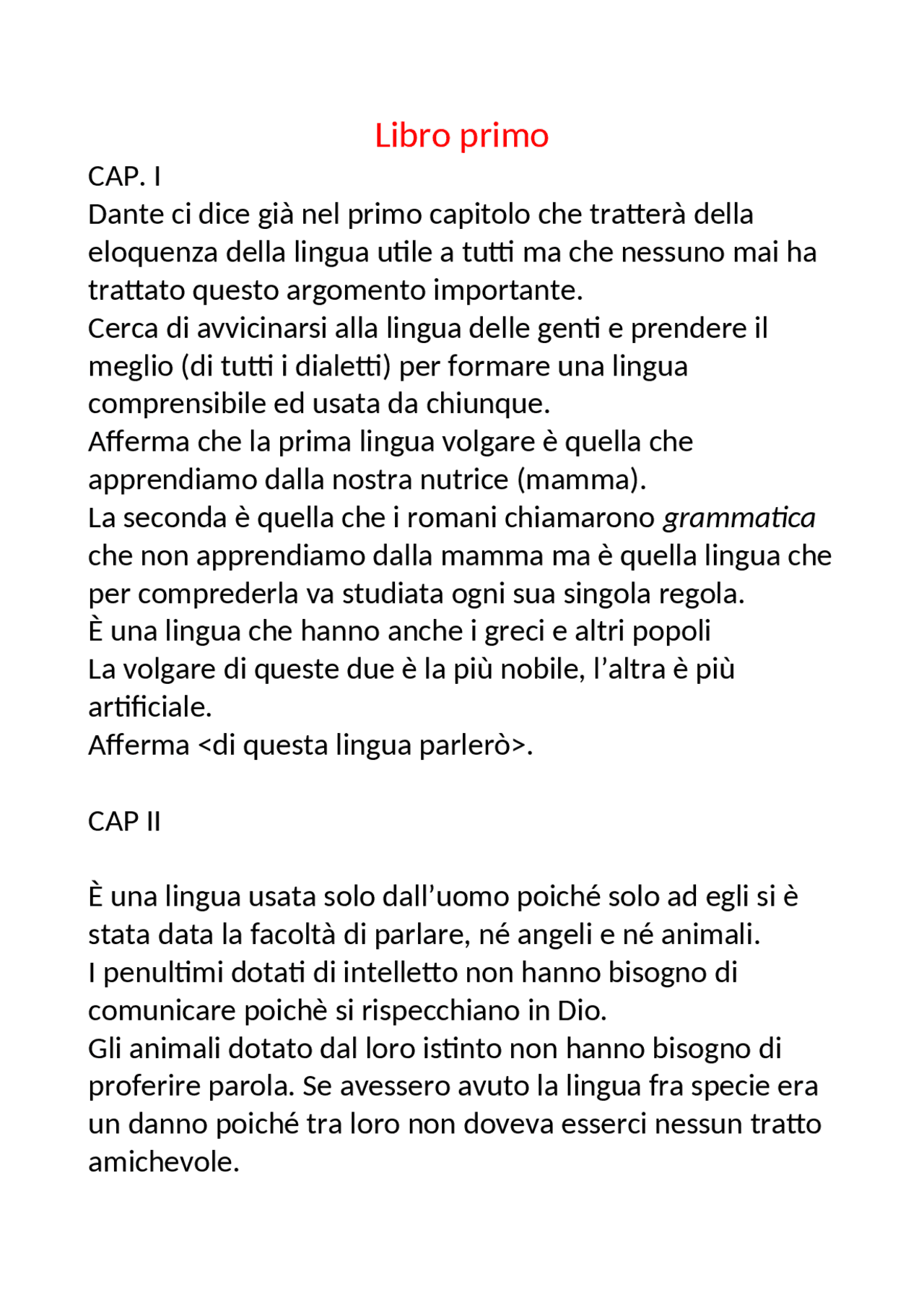 Primo Libro Dve Spiegazione Docsity