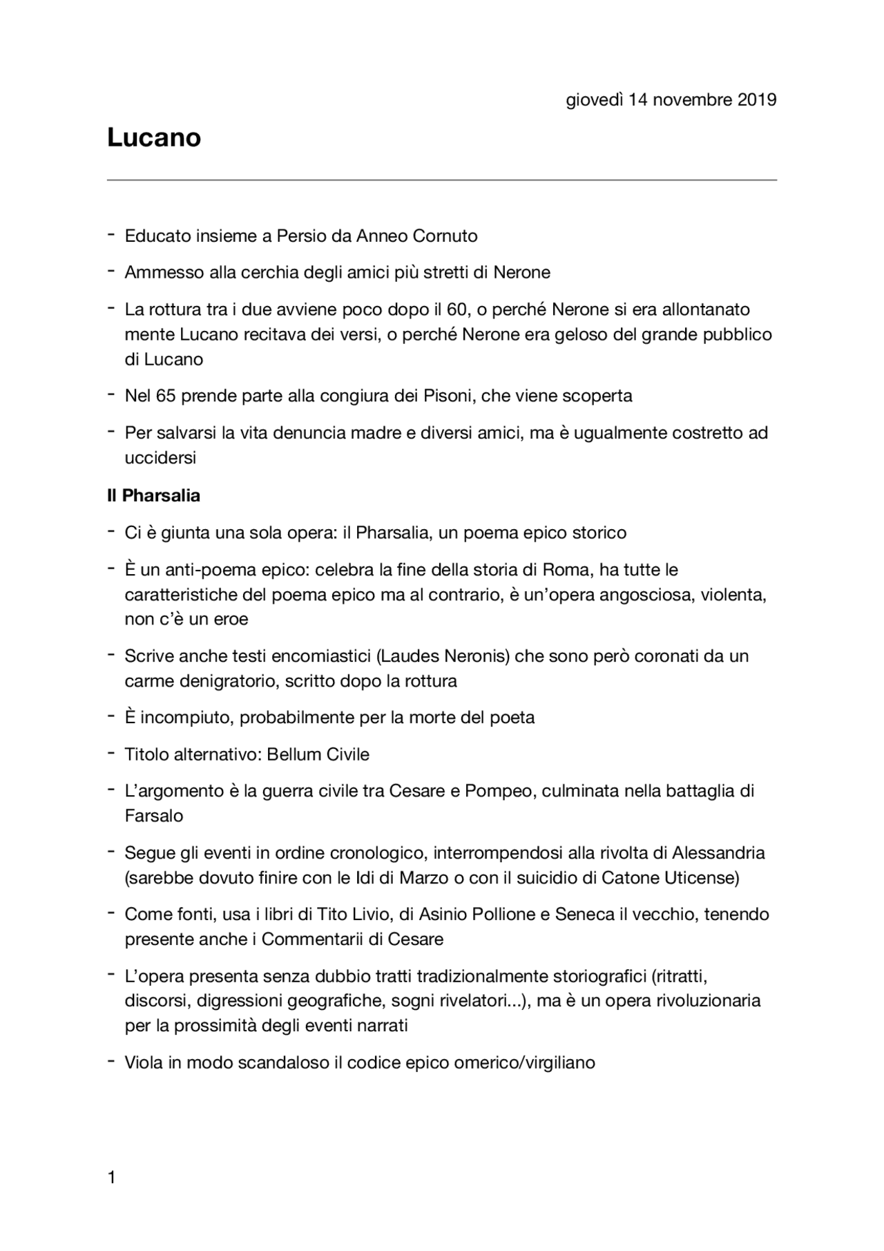 Appunti Completi Su Lucano E Le Sue Opere Docsity
