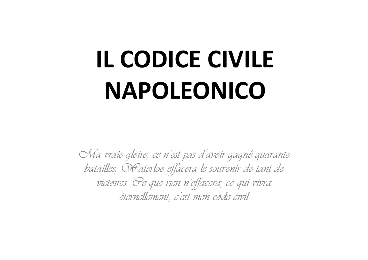 Codice civile napoleonico | Slide di Storia Del Diritto | Docsity