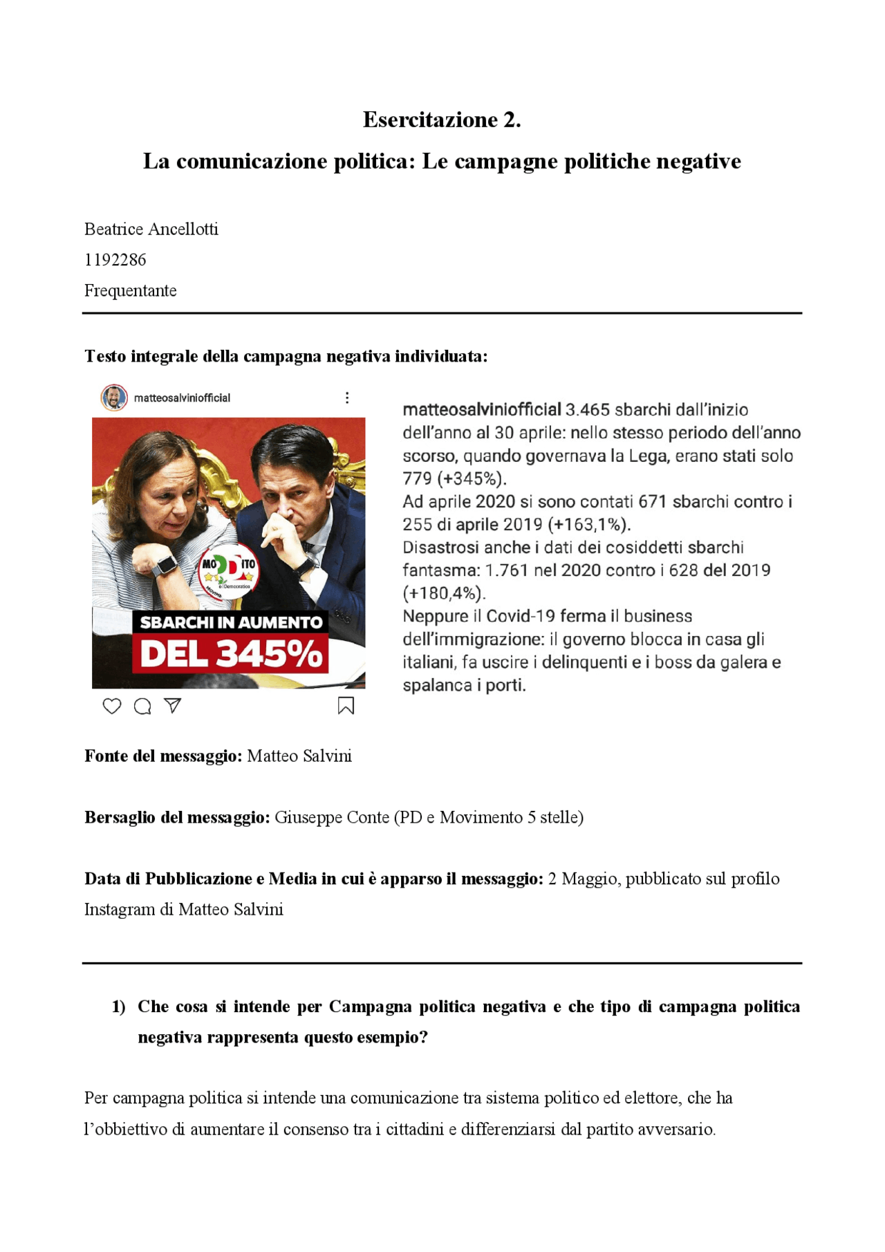 Esercitazioni Esame Comunicazione E Persasione Unipd Docsity