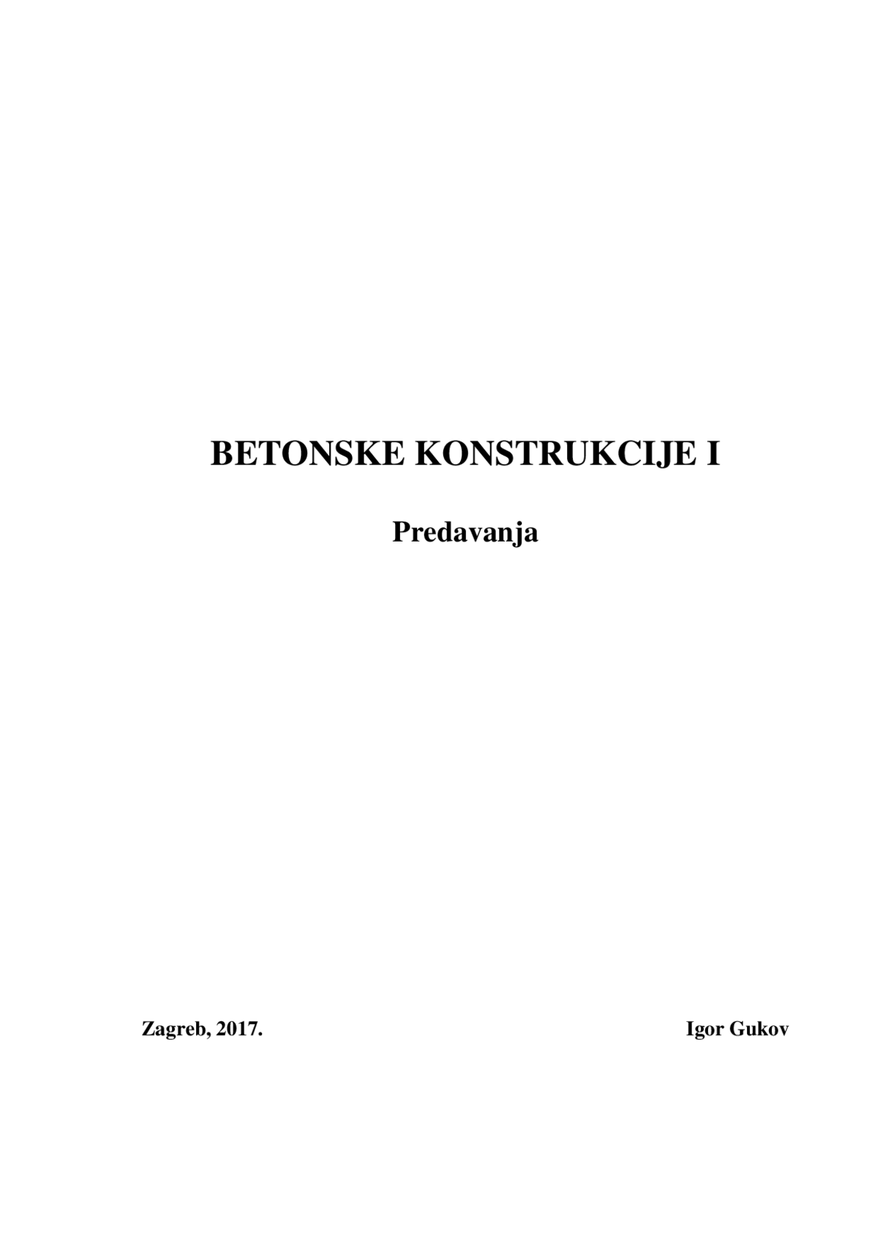 Betonske konstrukcije I: predavanje | Skripte od Konstrukcije | Docsity