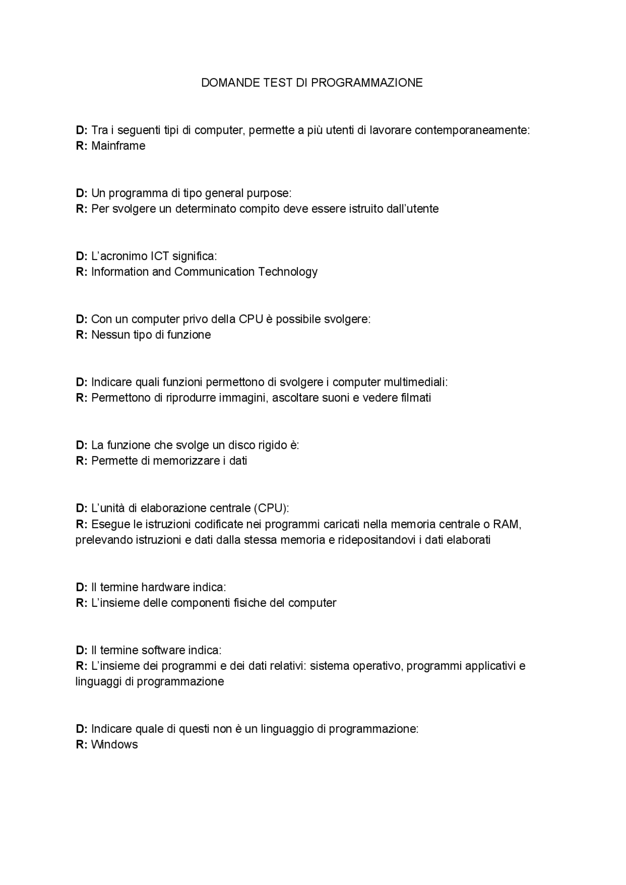 Programmazione Unimercatorum Ingegneria Informatica L8 Panieri Di