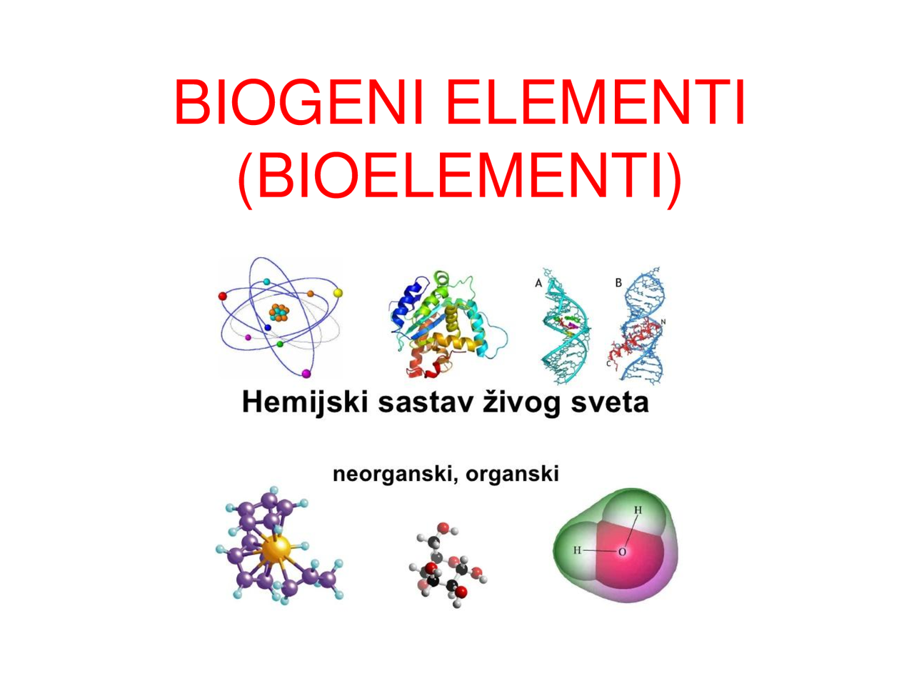 Biogeni elementi (bioelementi) | Slajdovi' predlog Biohemija - Docsity