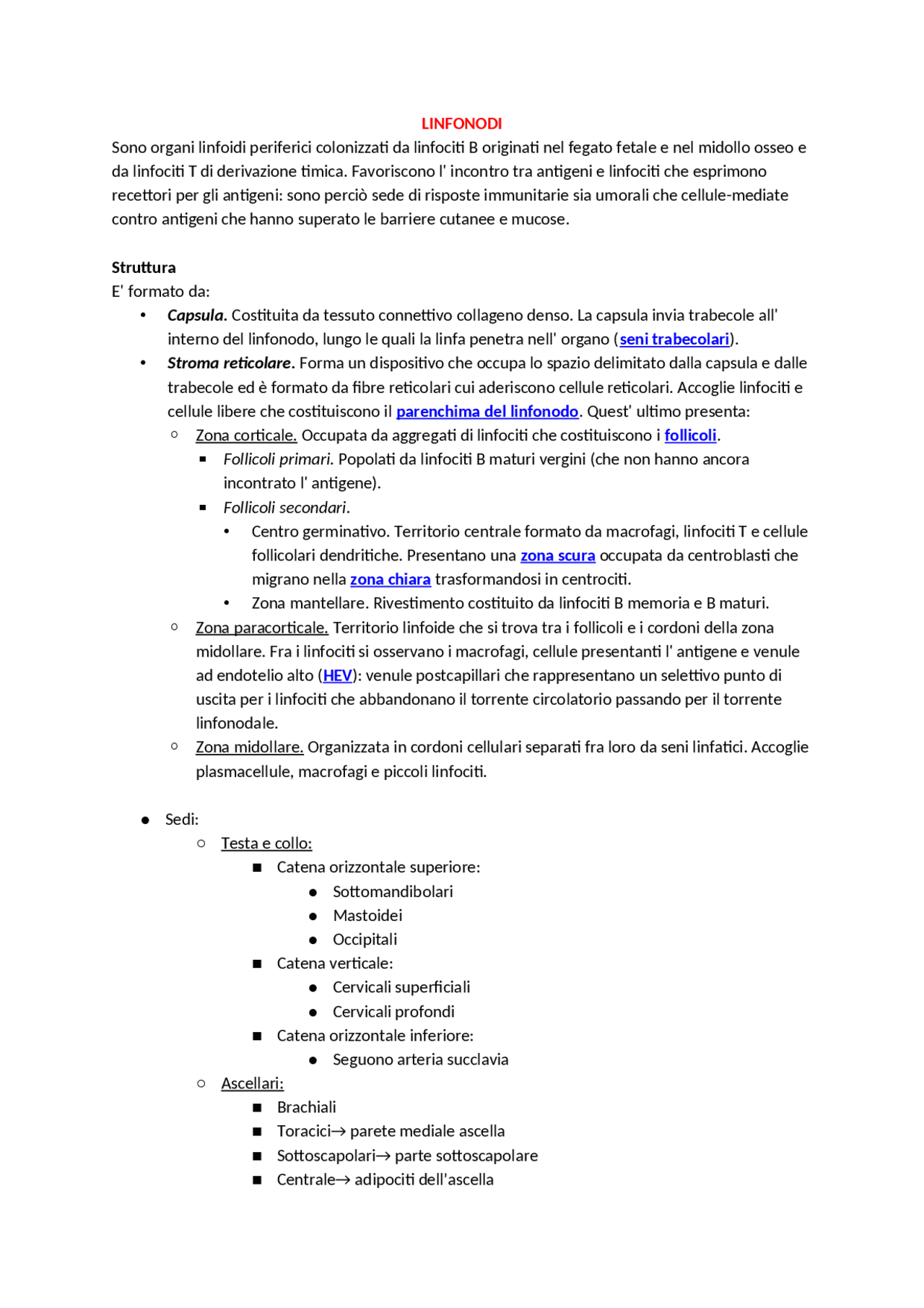 Organi Linfatici Linfonodi Docsity