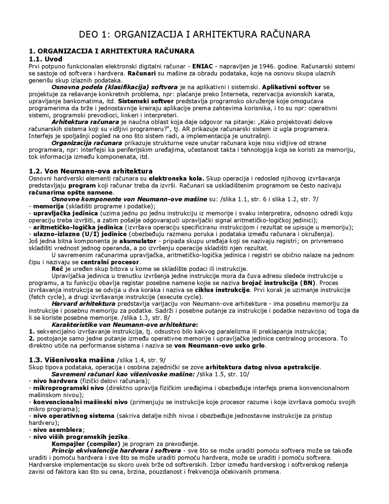 Organizacija i arhitektura računara i operativni sistemi | Rezime' predlog Arhitektura i ...