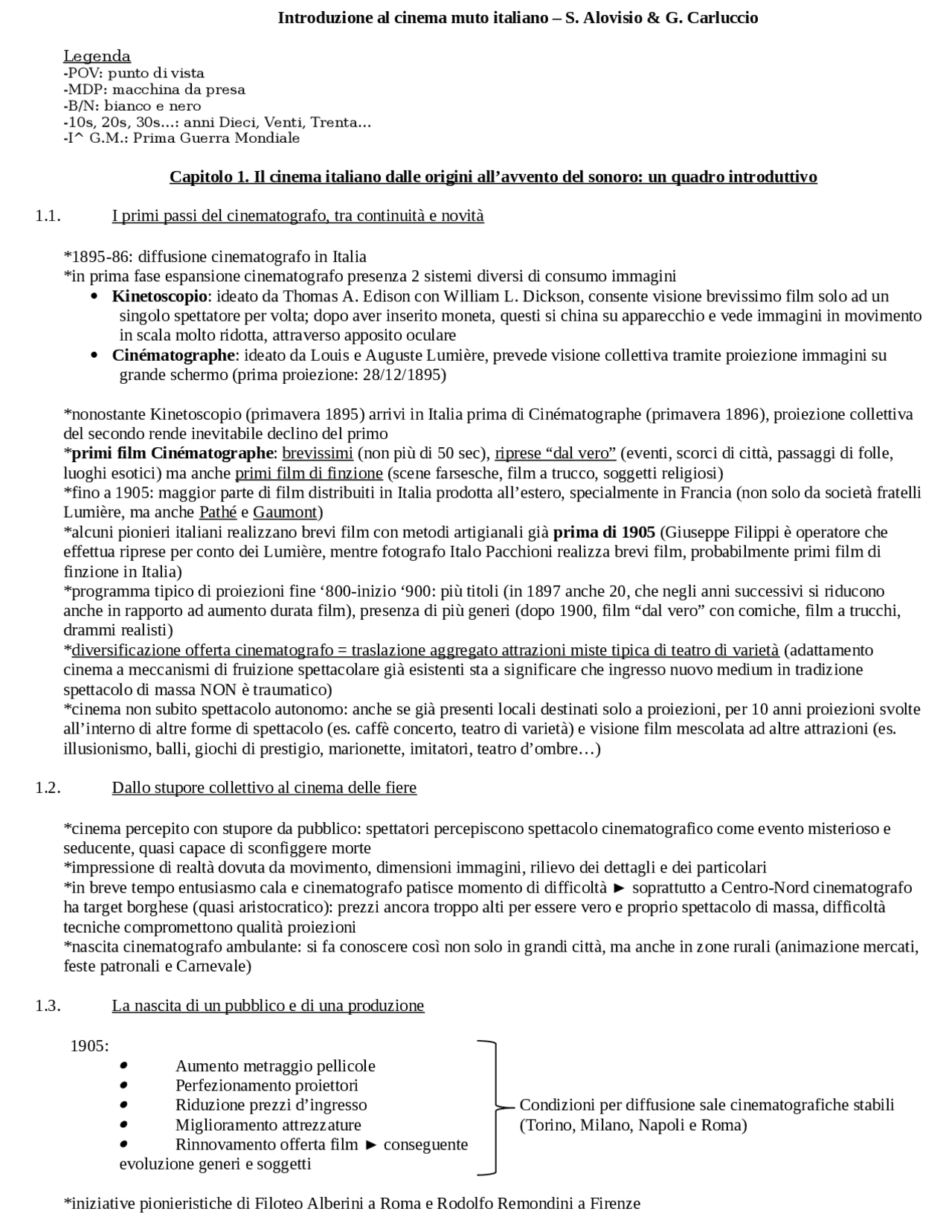 Riassunto Manuale Introduzione Al Cinema Muto Italiano Docsity