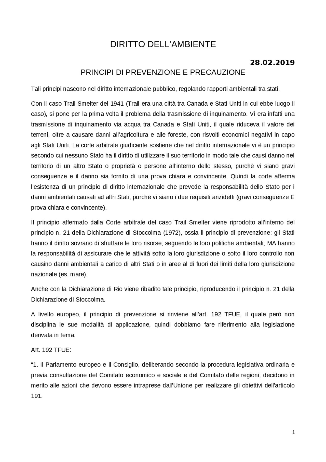 Diritto Dell Ambientale Docsity