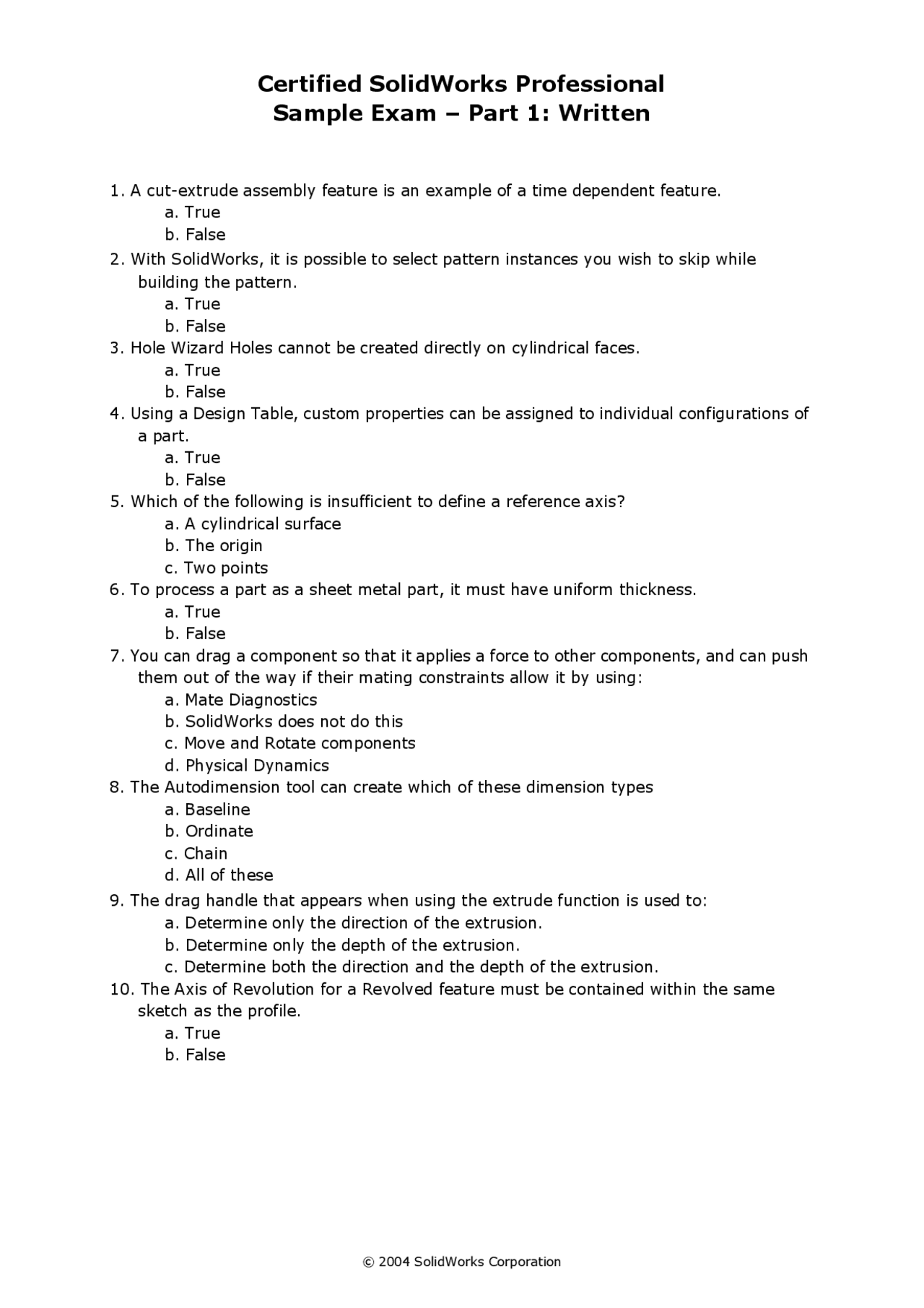 CSWA SolidWorks CsWa - Docsity