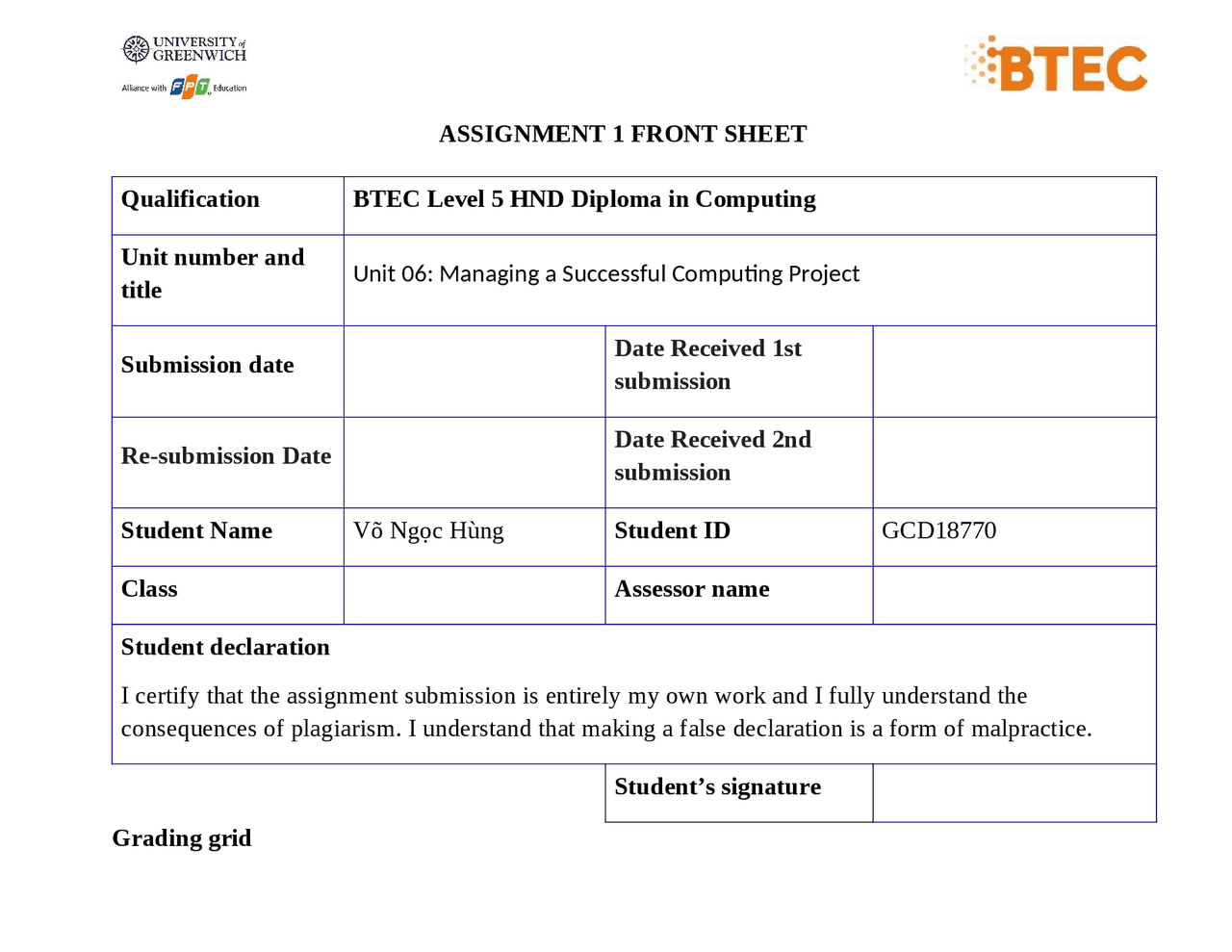 Assignment 1 choose you can | Exercises Computer science - Docsity