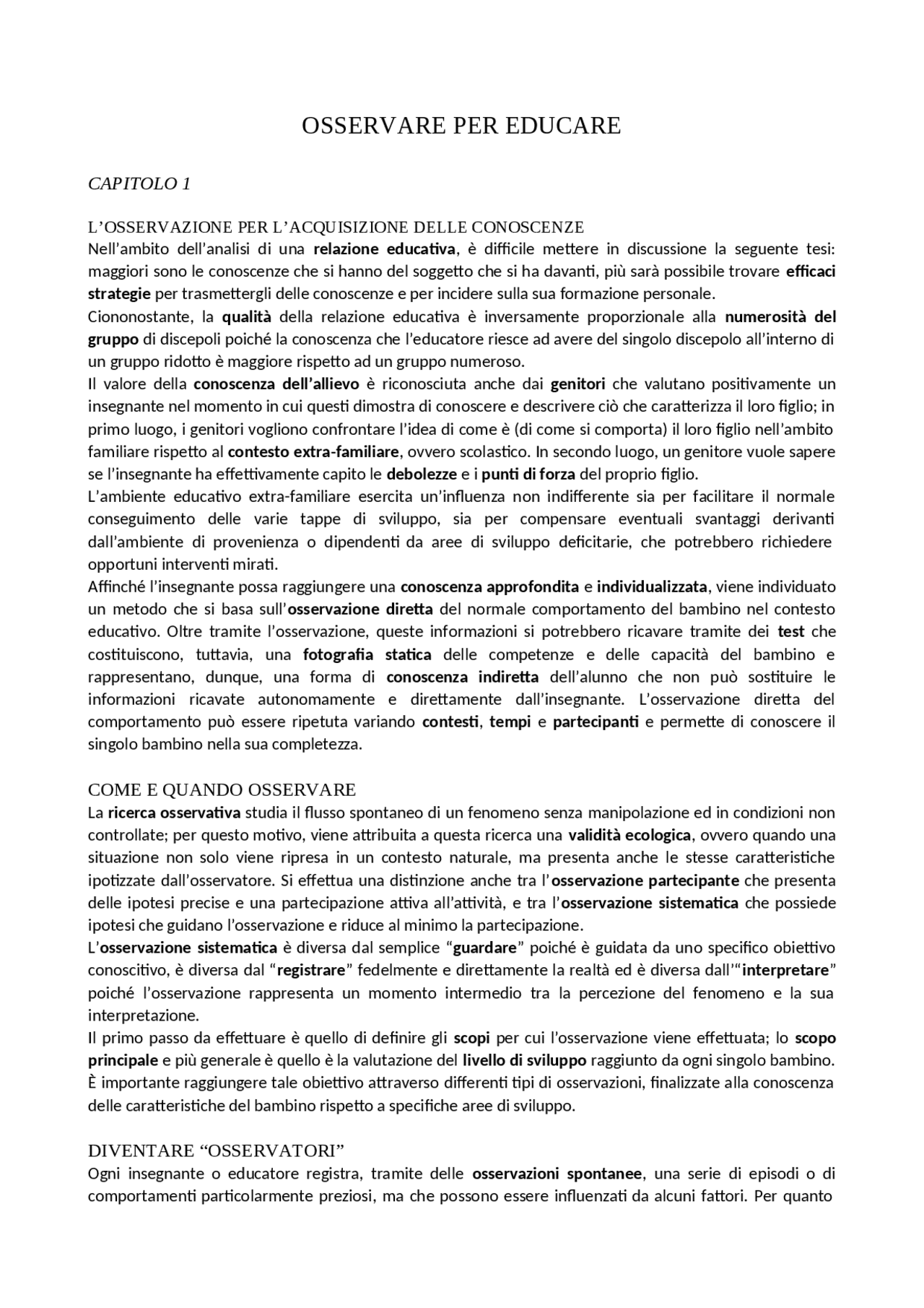 Osservare Per Educare Cassibba Dorico Docsity