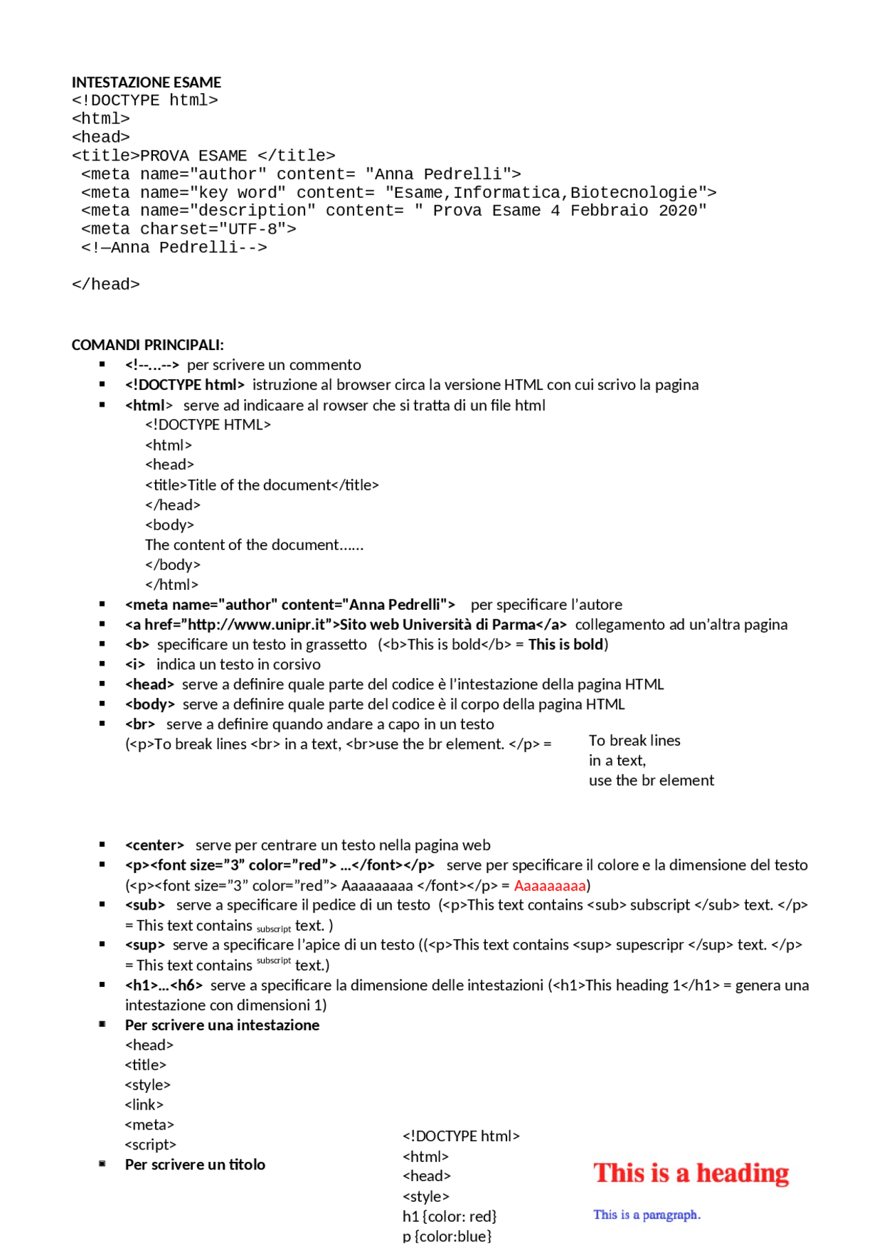 Informatica Riassunto Html Docsity