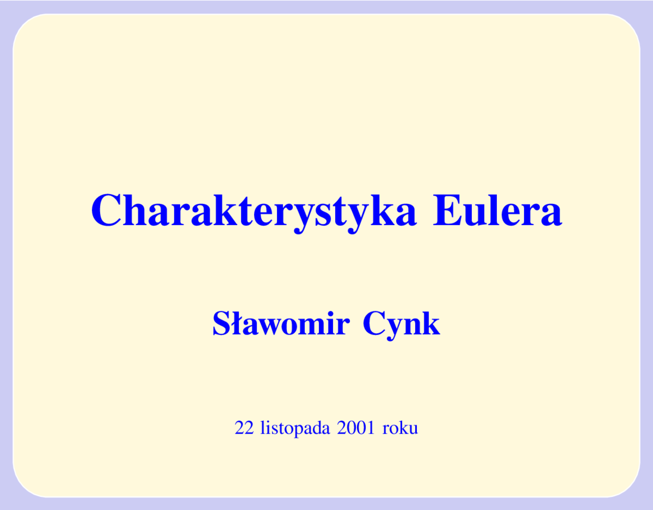 Szczegółowa charakterystyka Eulera - Docsity