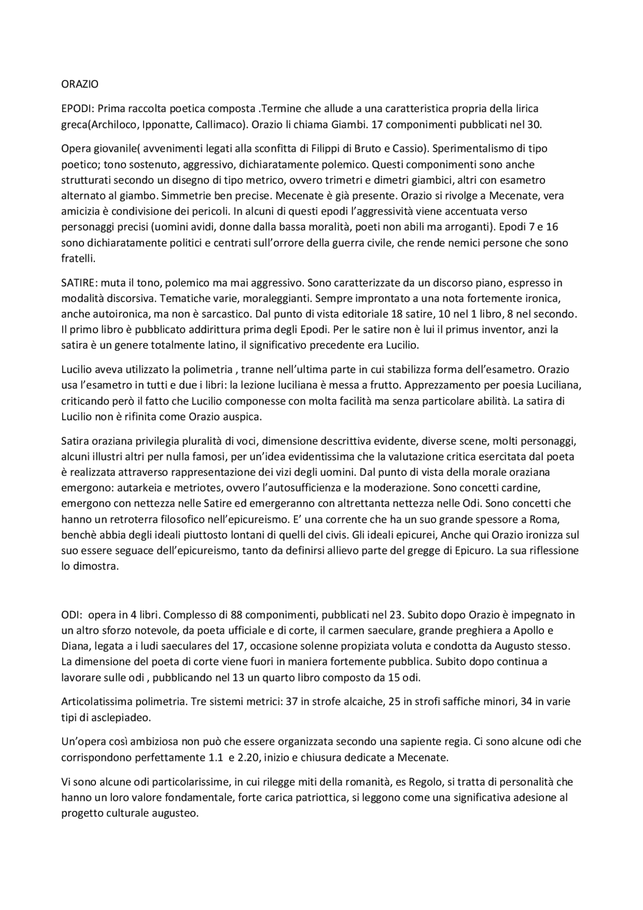 Orazio - Odi. Appunti di Letteratura, commento e traduzione di alcuni ...