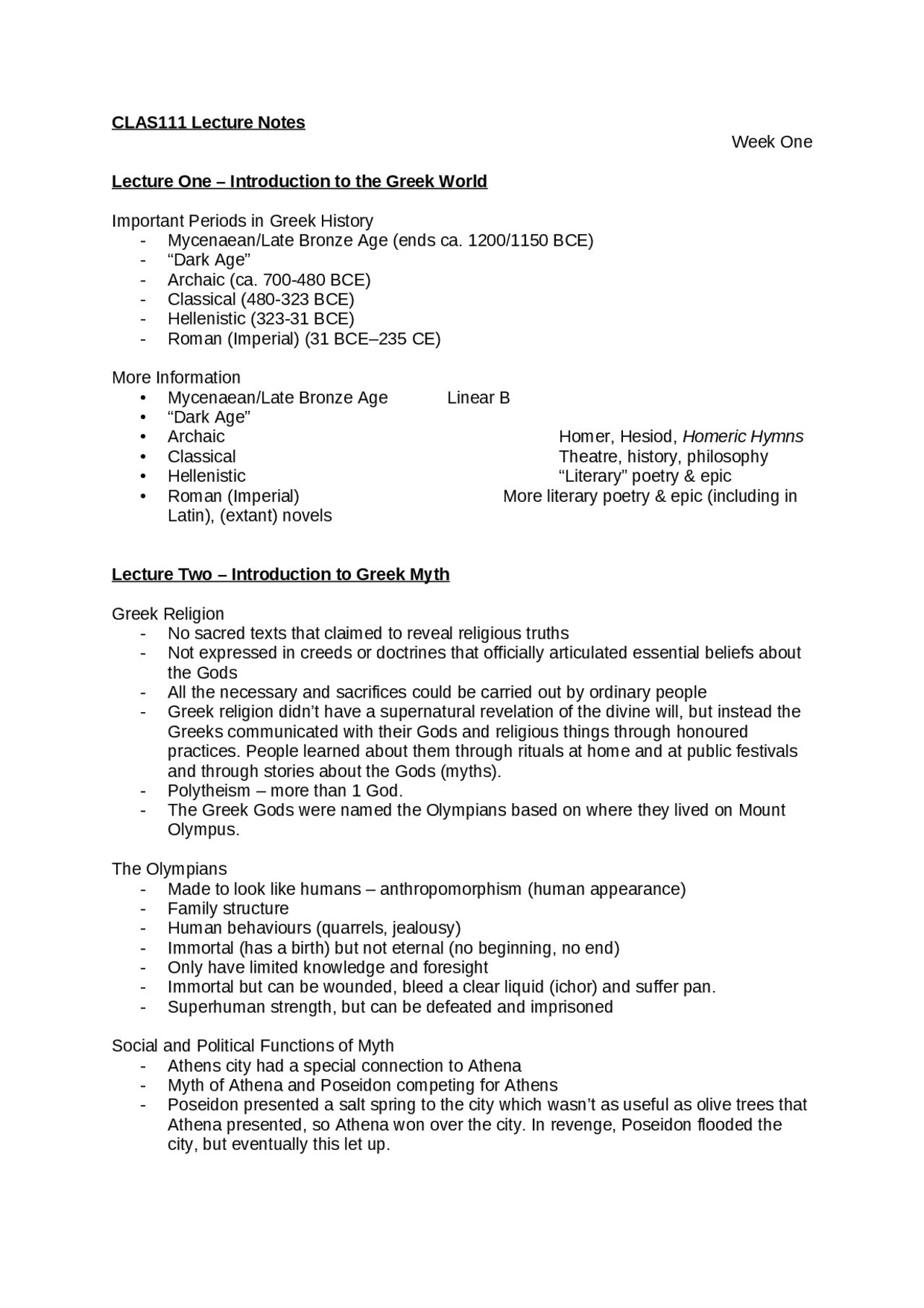 Clas111 Lecture Notes Docsity