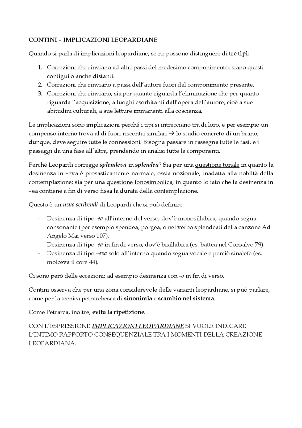 Implicazioni Leopardiane Docsity