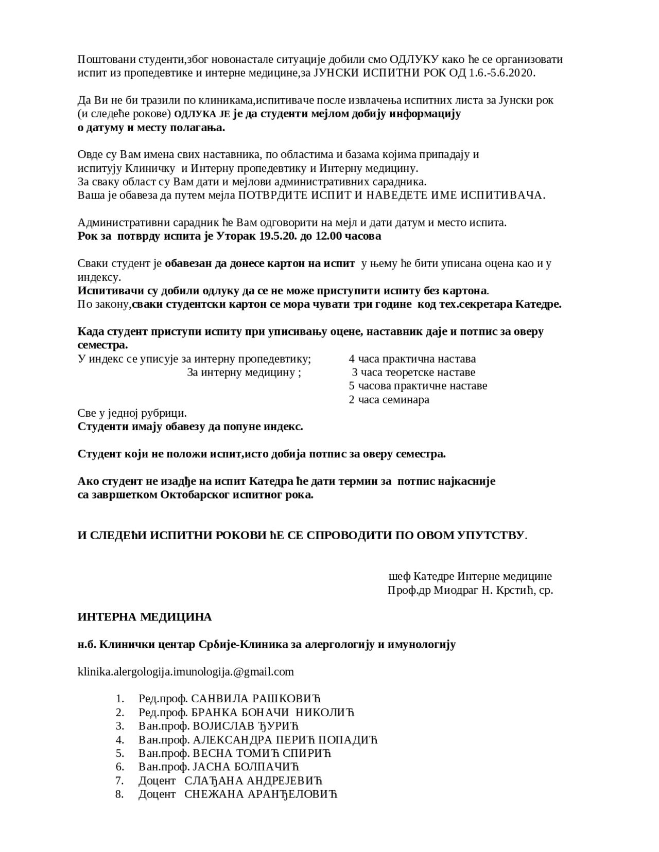 INTERNA PROPEDEVTIKA | Beleške' predlog Interna medicina - Docsity