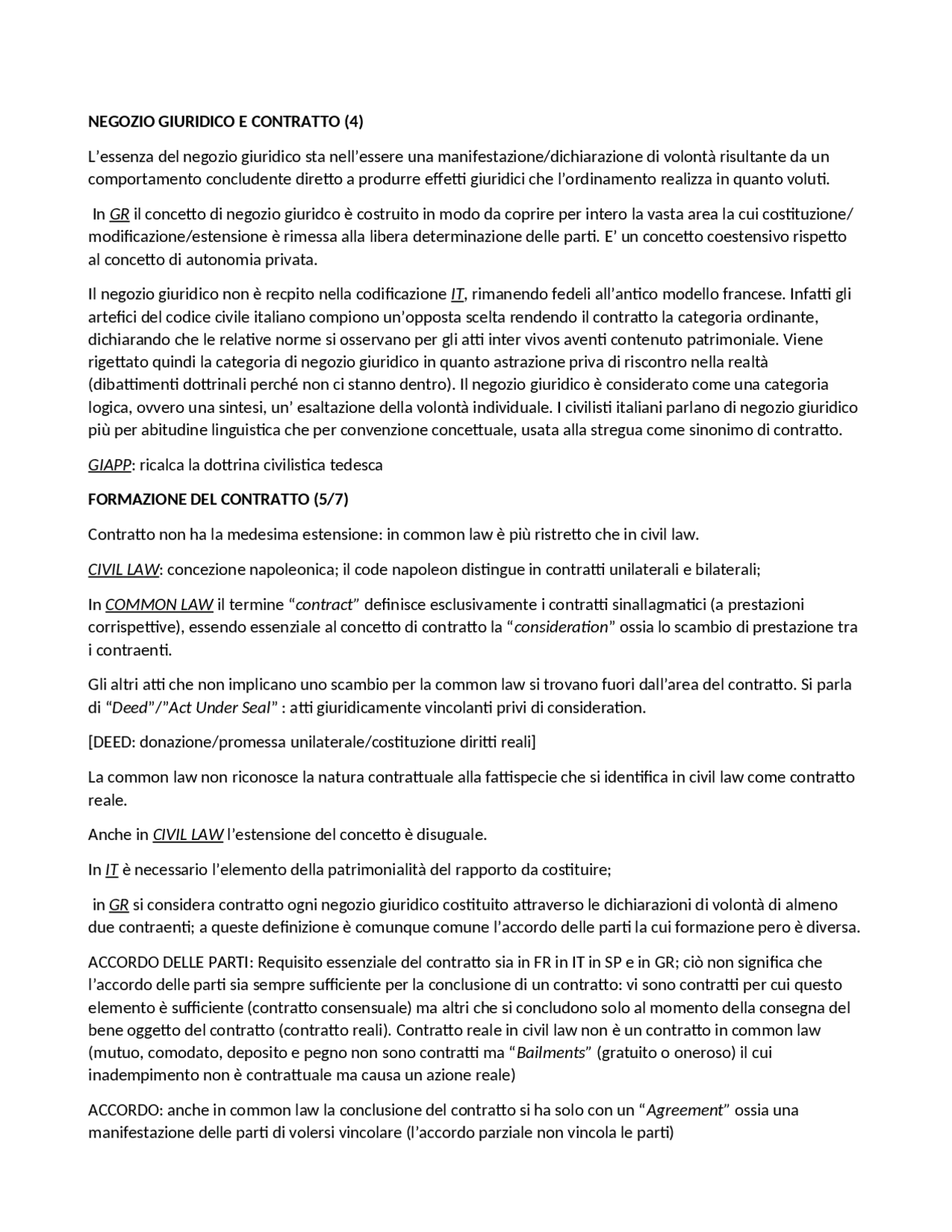 Riassunti tavole di diritto privato comparato - Docsity