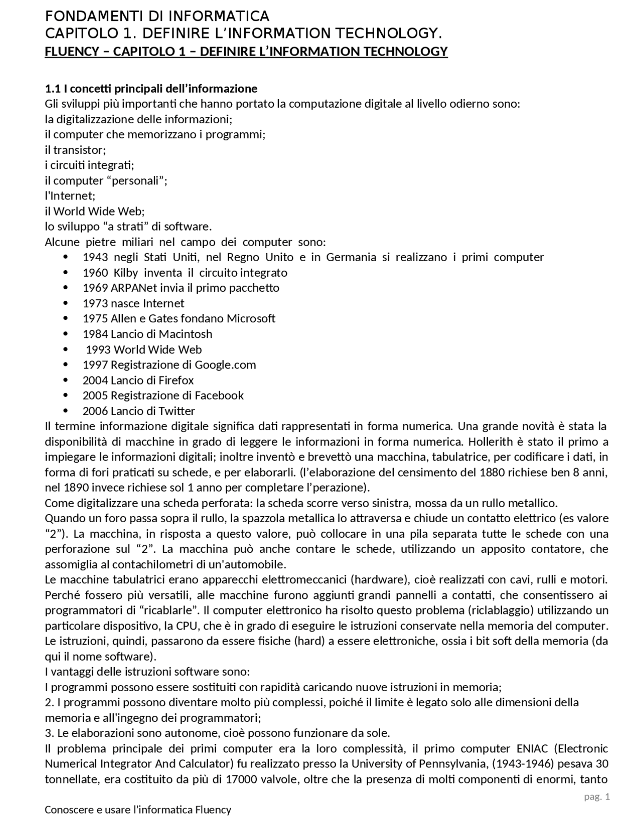 Conoscere e usare l'informatica - Docsity