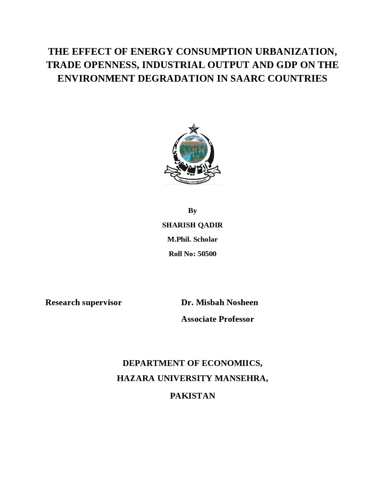The Effect Of Energy Consumption Docsity