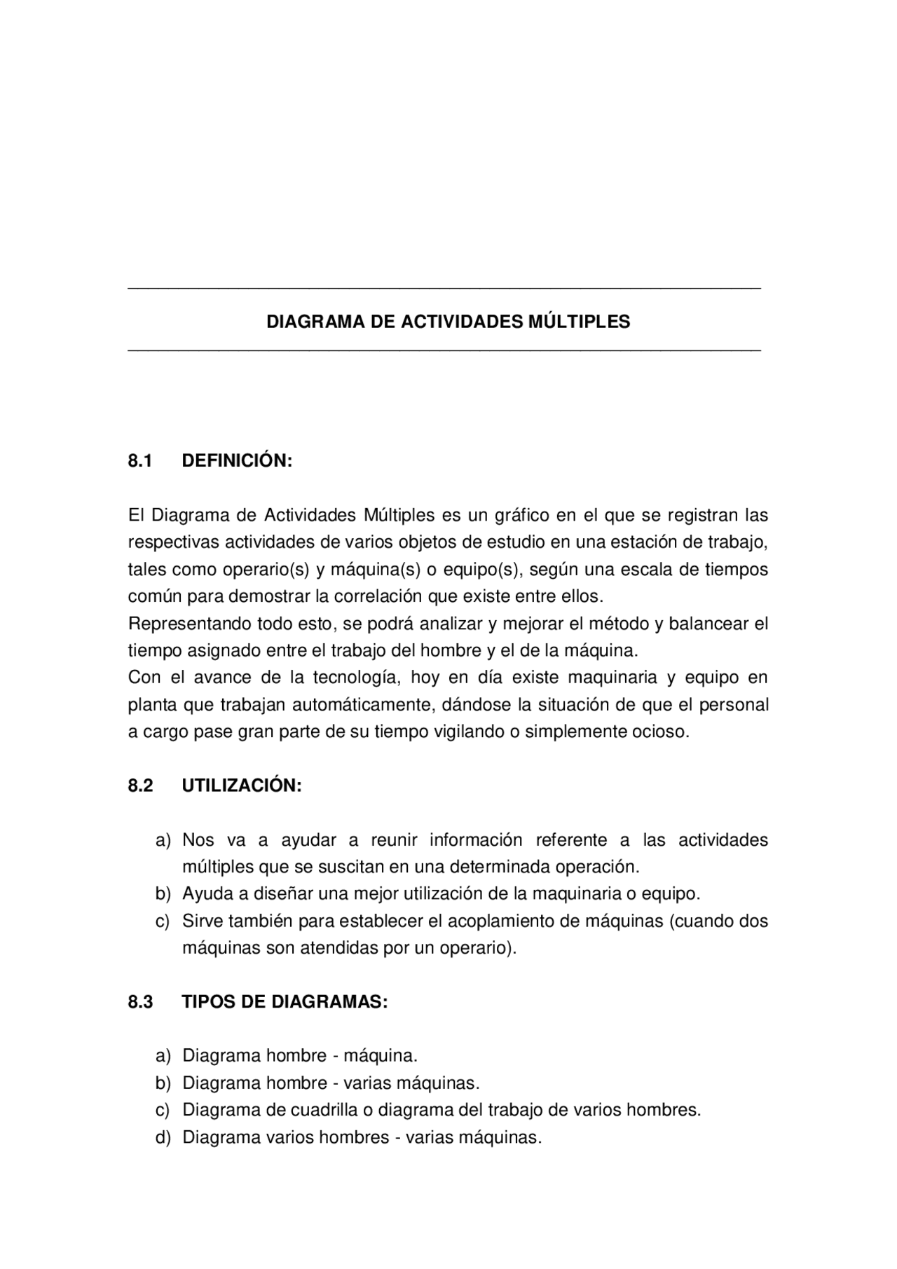 Diagrama Actividades Múltiples | Ejercicios de Métodos Matemáticos | Docsity